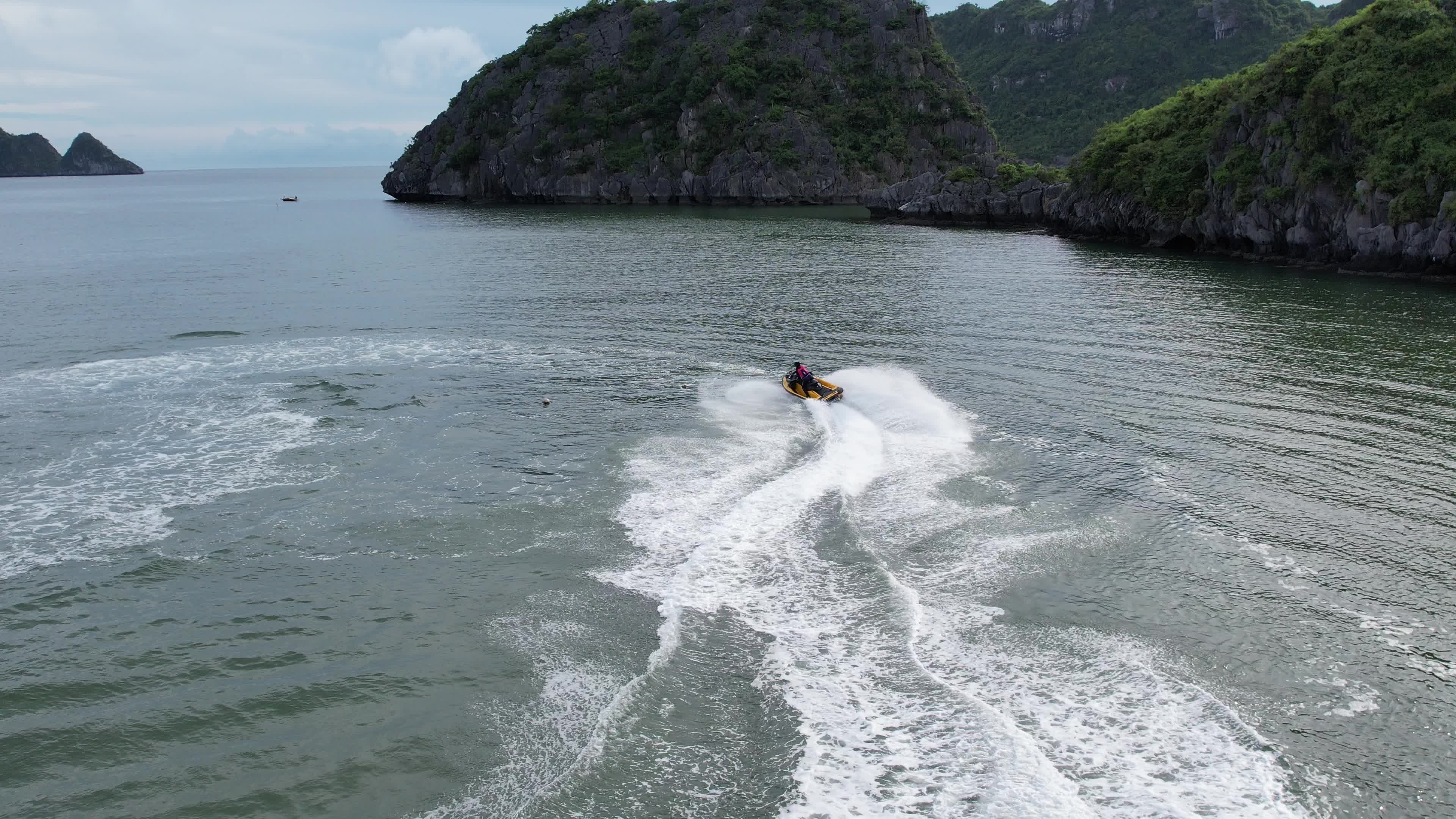 Aerial View of Jet Ski Adventure in Scenic Bay Free Stock Video Footage ...