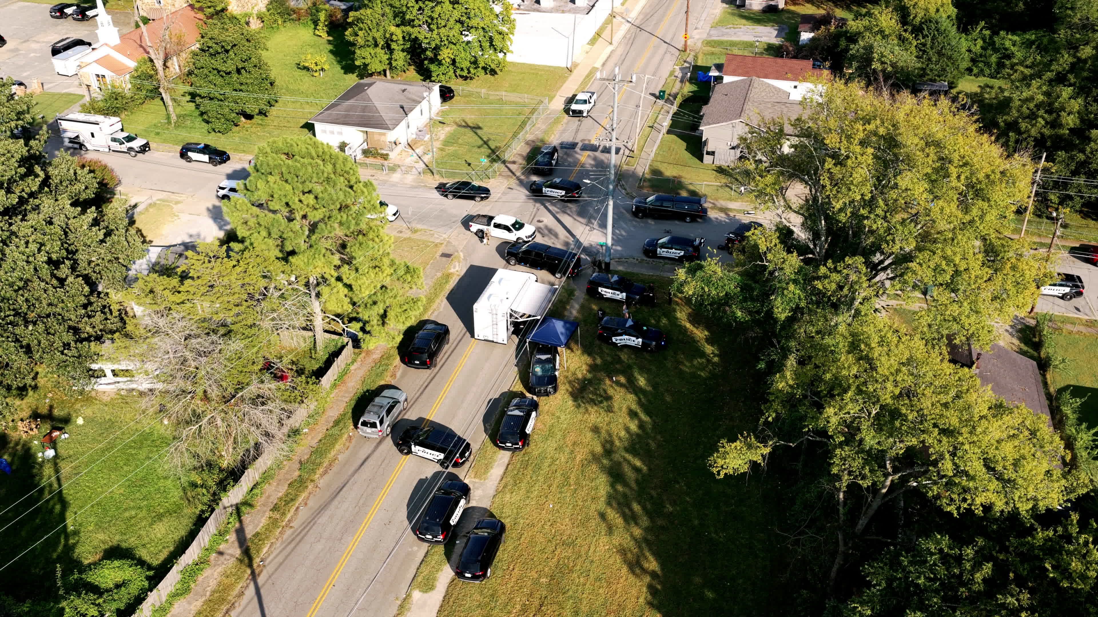 Aerial View of Police Activity in Suburban Neighborhood Free Stock ...