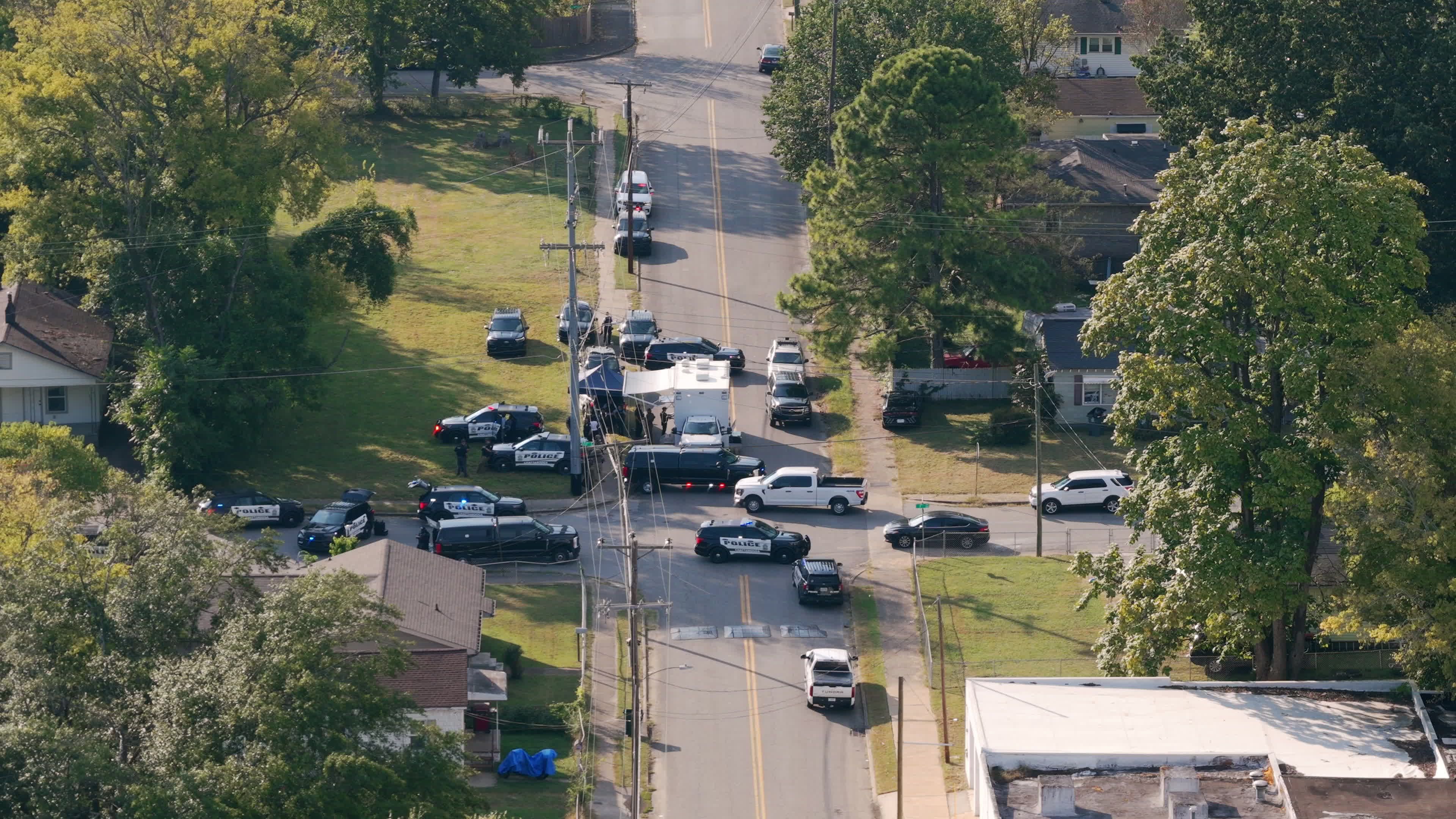 Aerial View of Police Operation in Suburban Area Free Stock Video ...