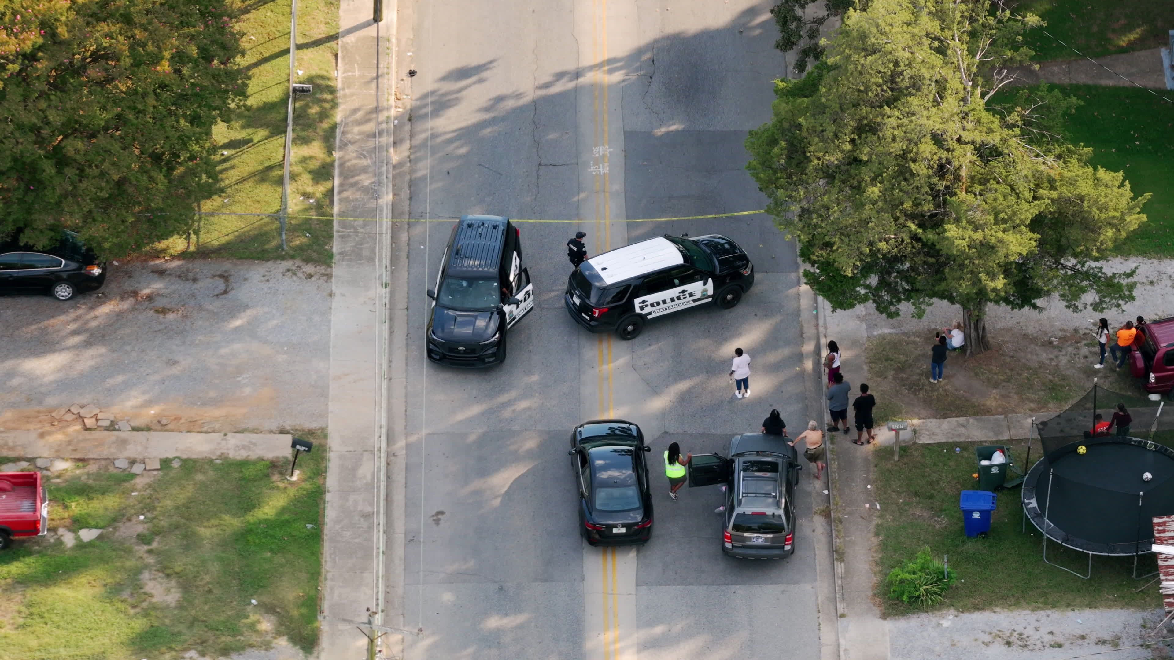 Aerial View of Police Activity in Suburban Street Free Stock Video ...