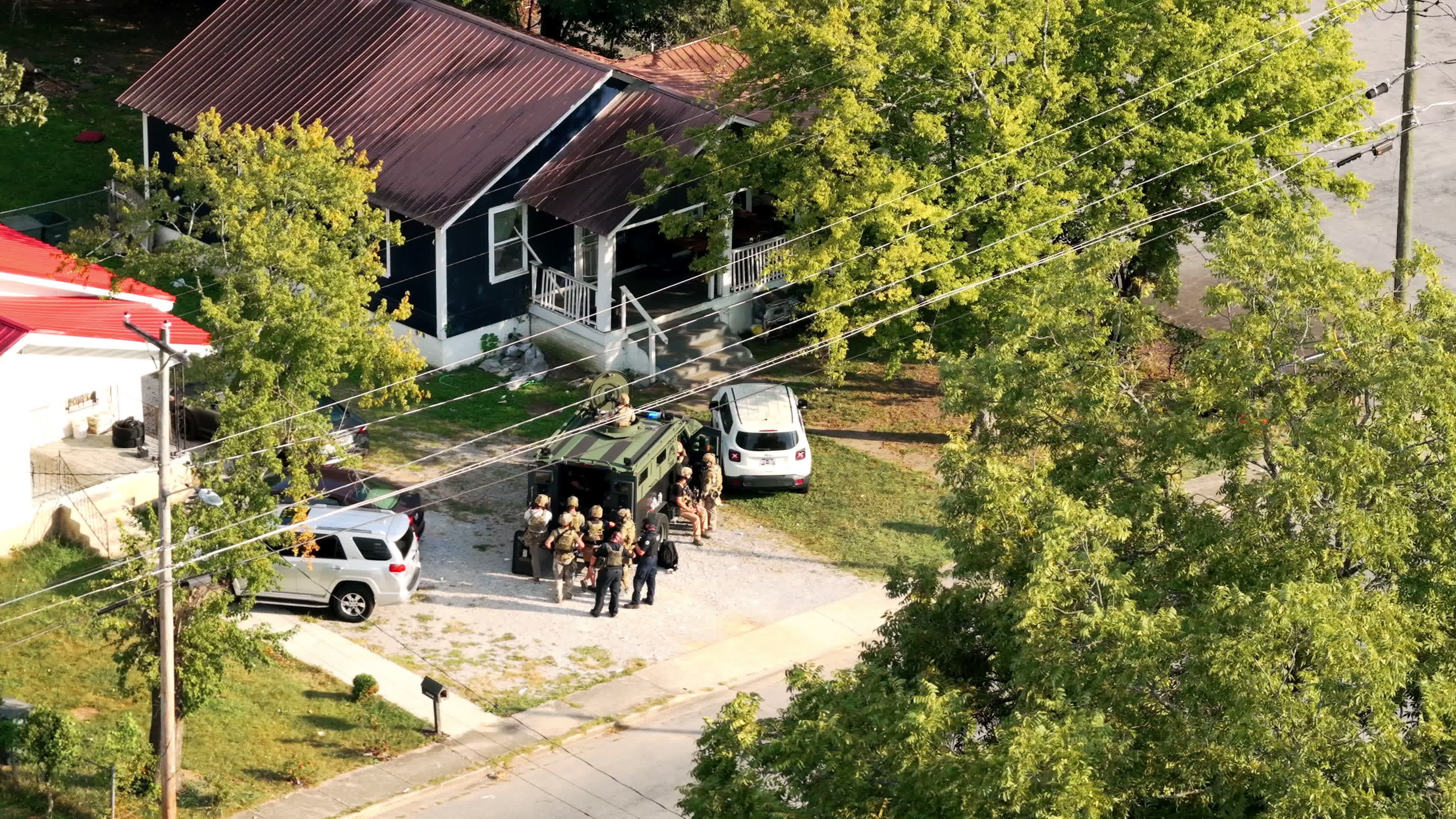 Aerial View of Police Activity in Suburban Area Free Stock Video ...
