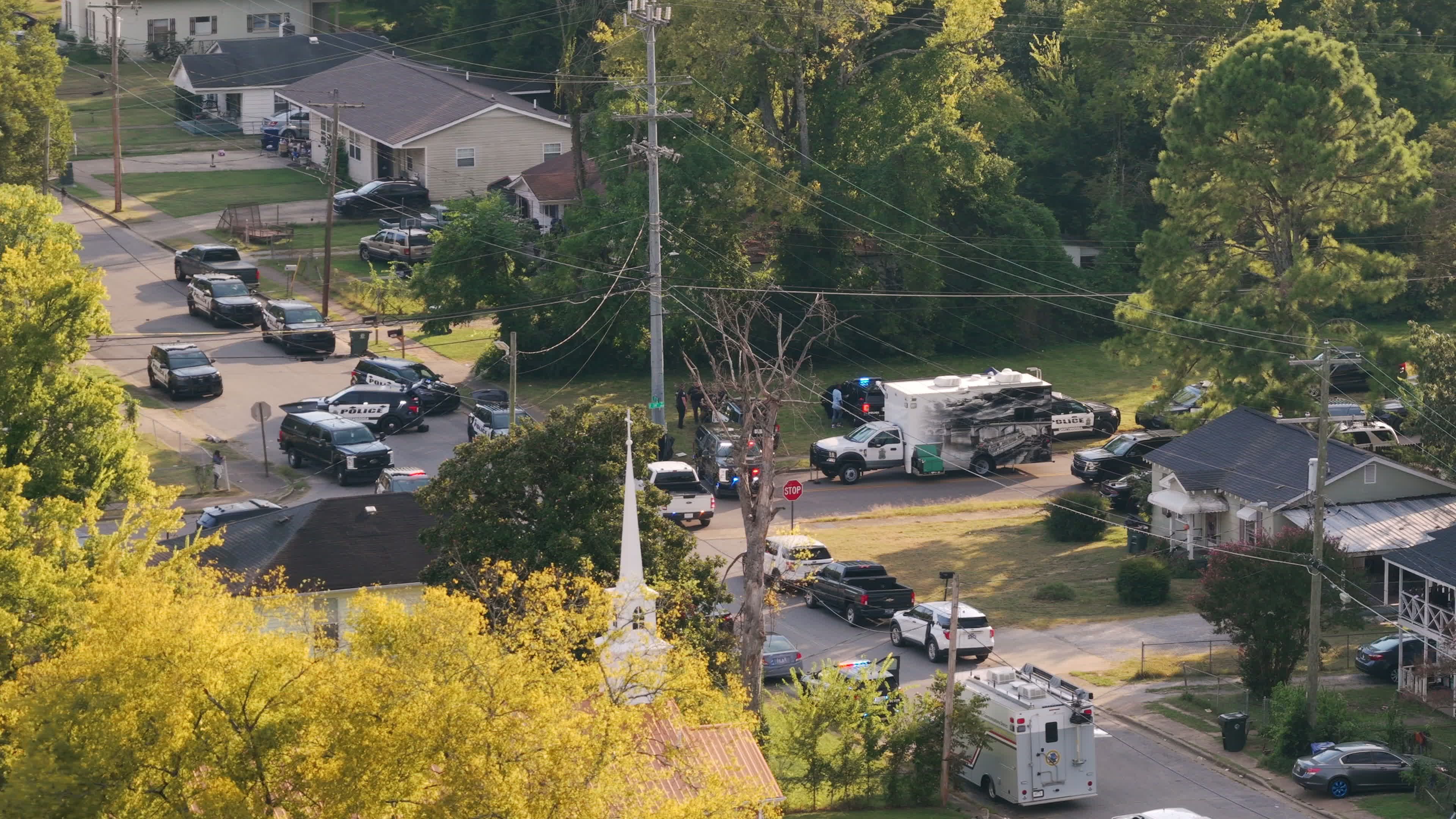 Aerial View of Police Activity in Neighborhood Free Stock Video Footage ...