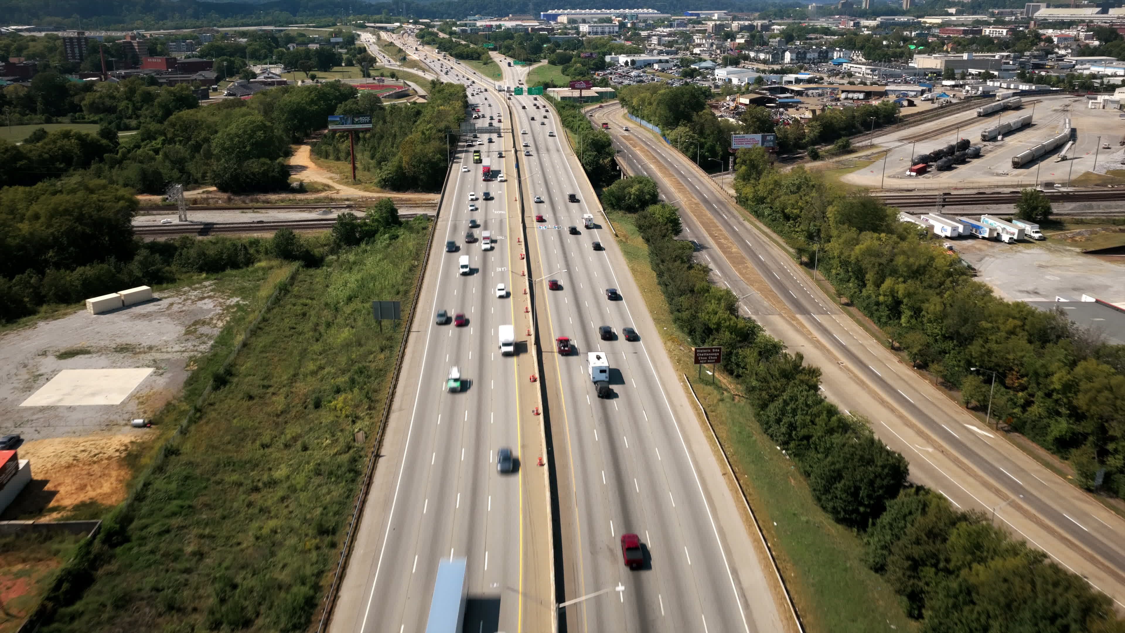 Aerial View of Busy Interstate in Chattanooga Free Stock Video Footage ...