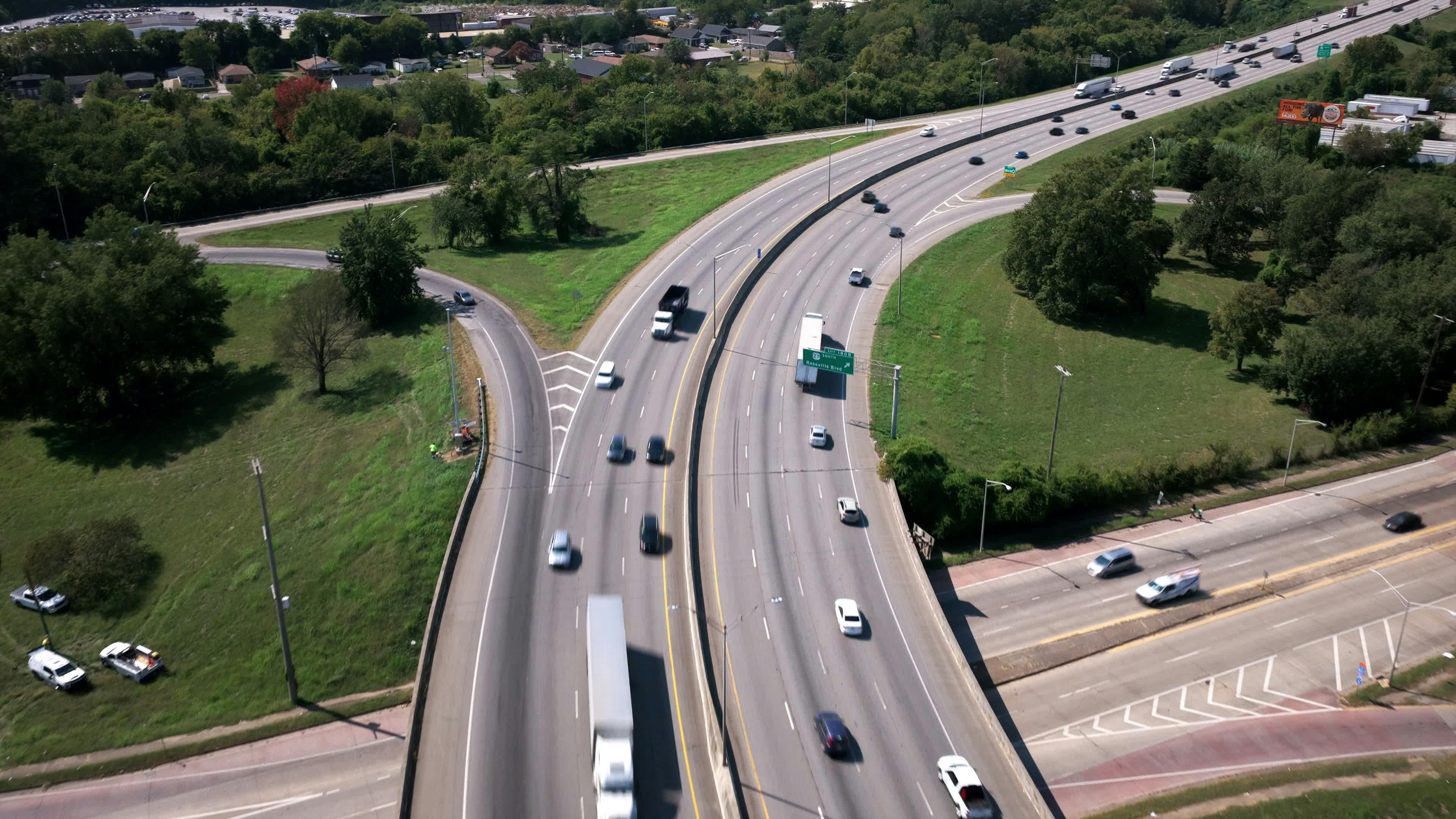 Aerial View of Busy Highway in Chattanooga Free Stock Video Footage ...