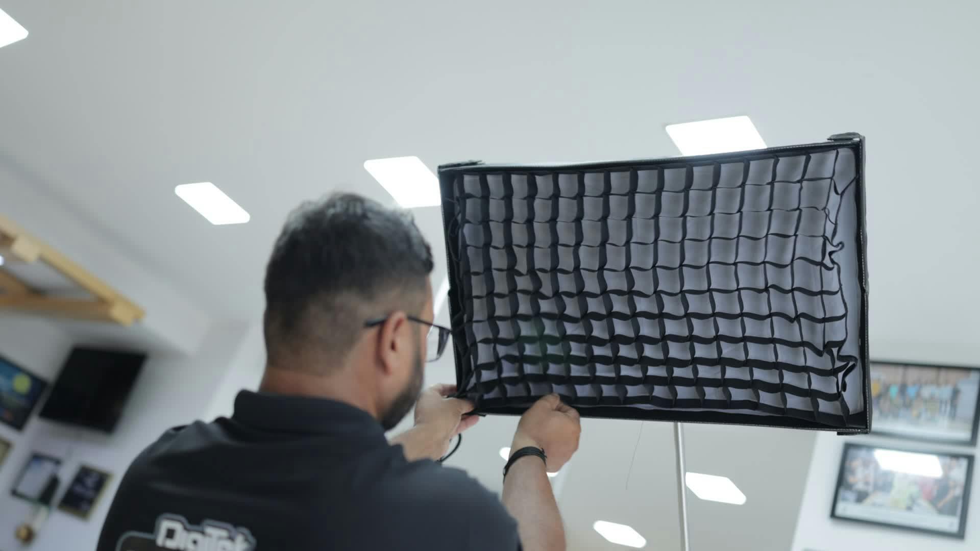 Setting Up Studio Lighting with Softbox Grid Free Stock Video Footage ...