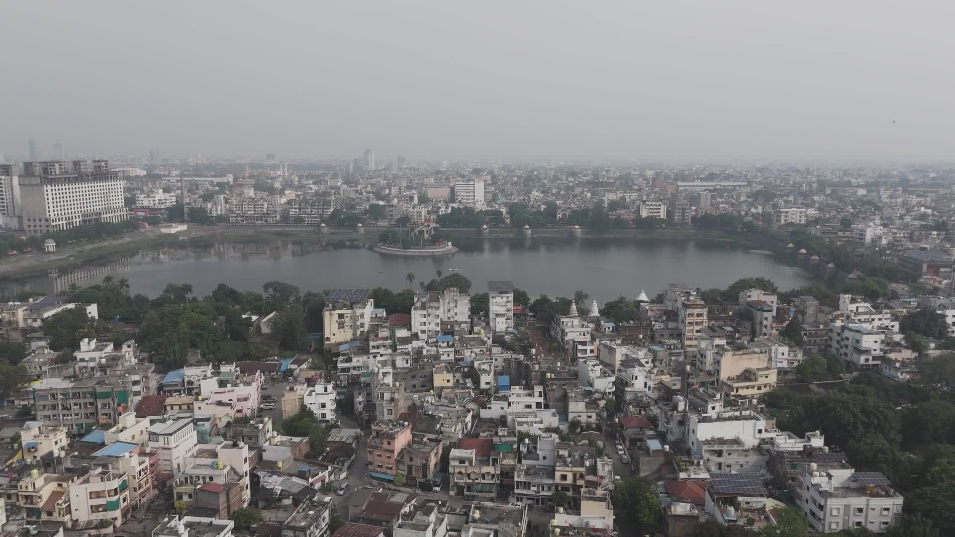 Aerial View of Gandhi Lake and Nagpur Cityscape Free Stock Video ...