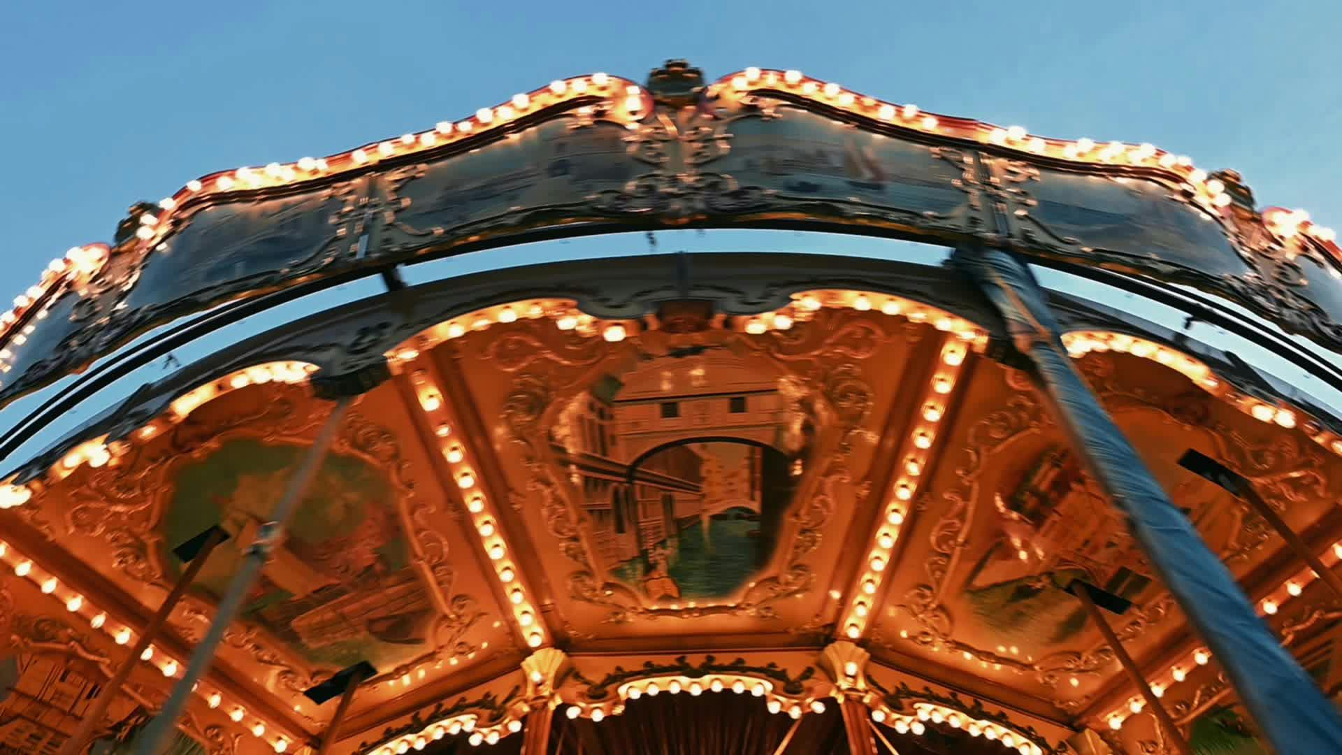 Colorful Carousel Lit Up at Twilight Free Stock Video Footage, Royalty ...