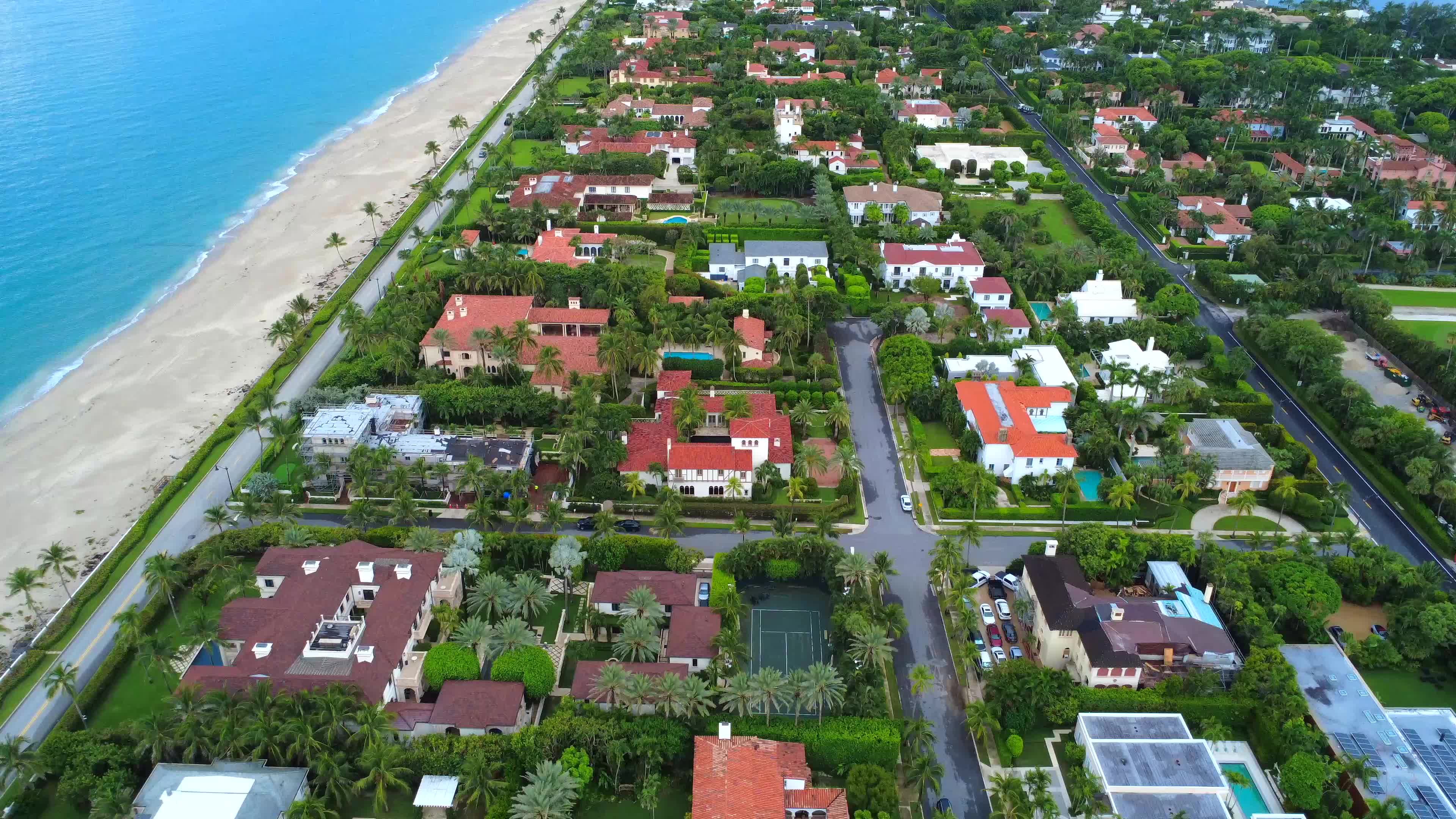 Aerial View of Luxury Beachfront Homes in Florida Free Stock Video ...