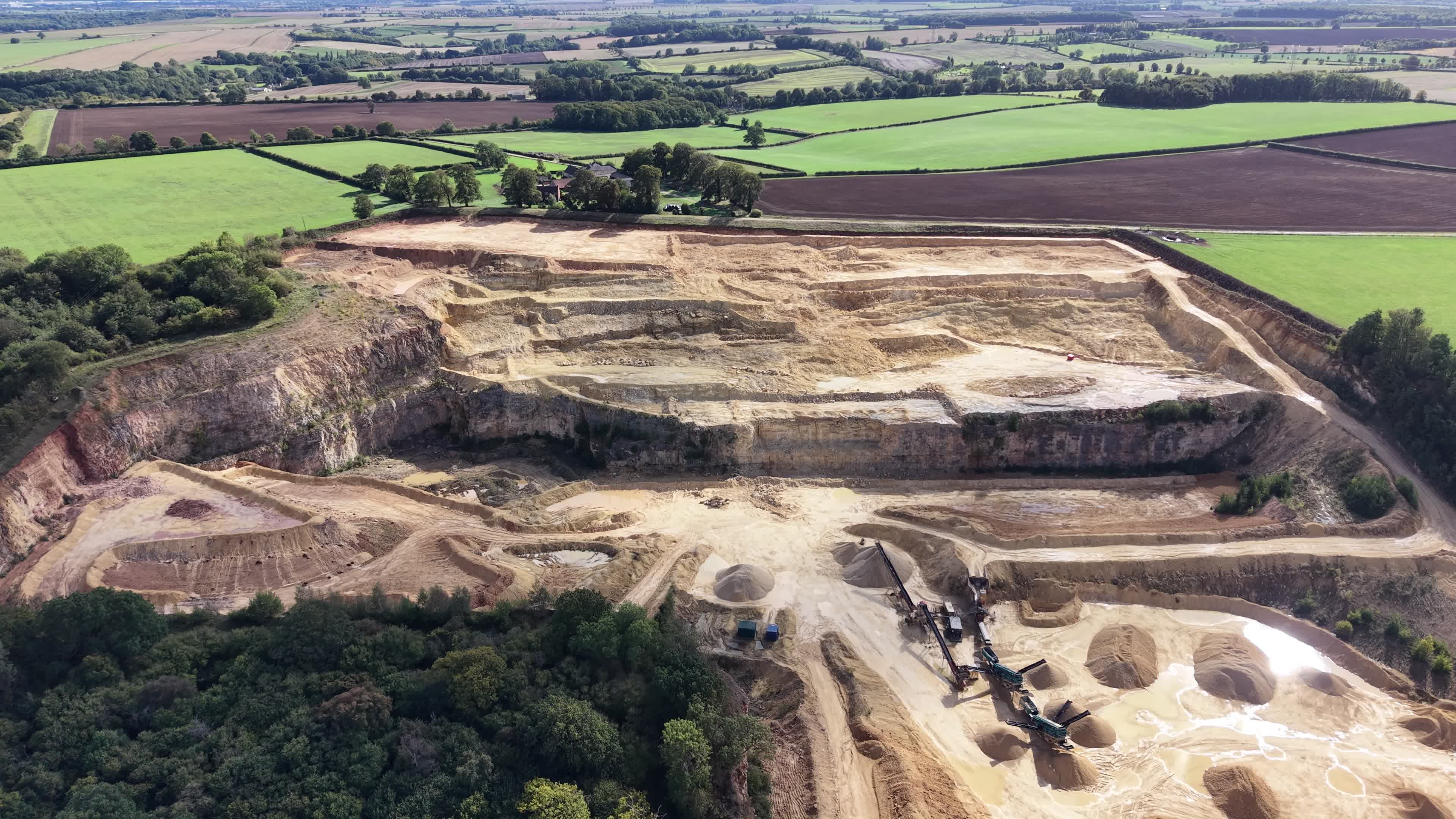 Aerial View of Expansive Quarry and Landscape Free Stock Video Footage ...