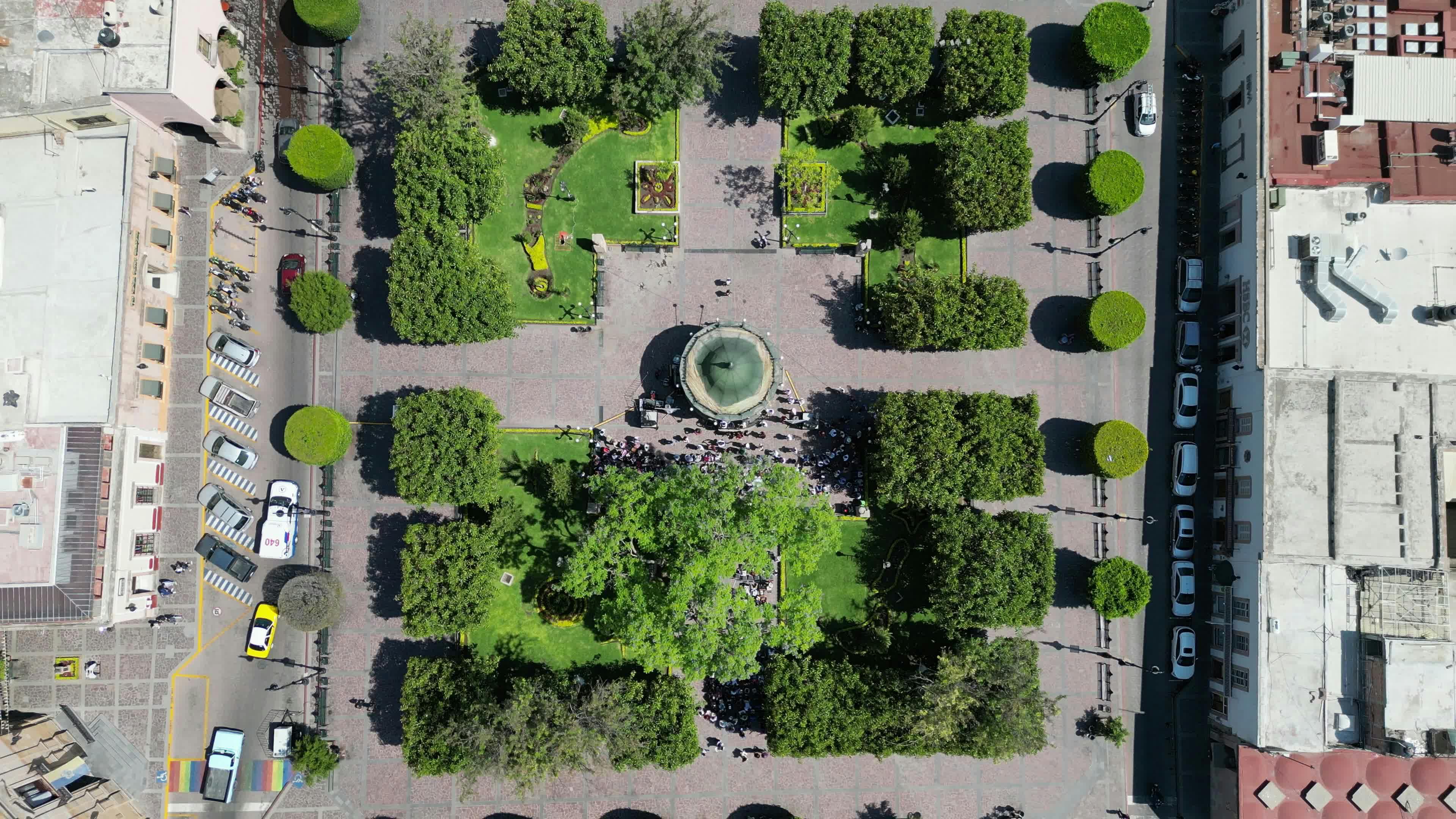 Aerial View of a Lush Urban Square Park Free Stock Video Footage ...