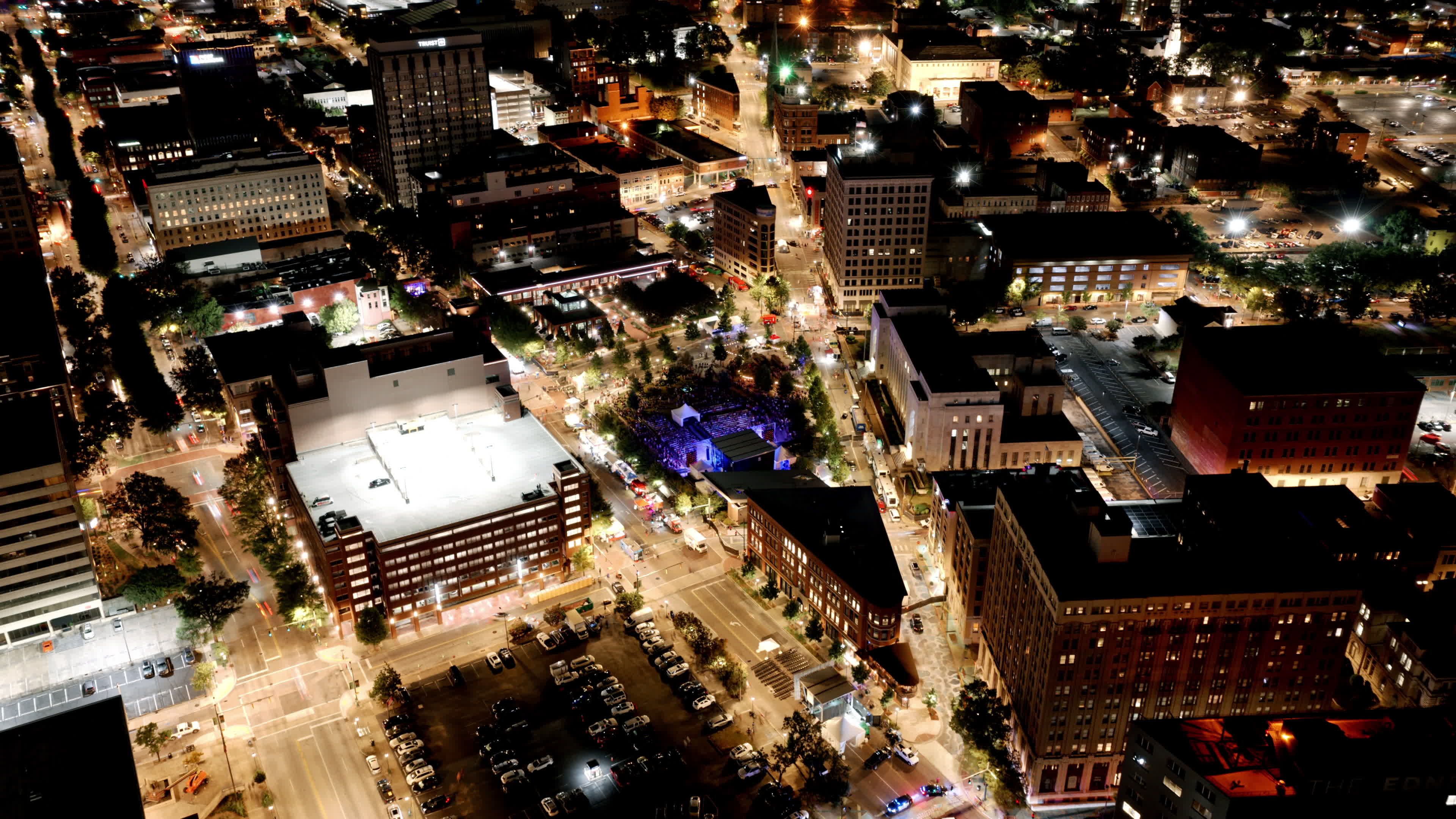 Aerial Nighttime View of City Concert and Lights Free Stock Video ...