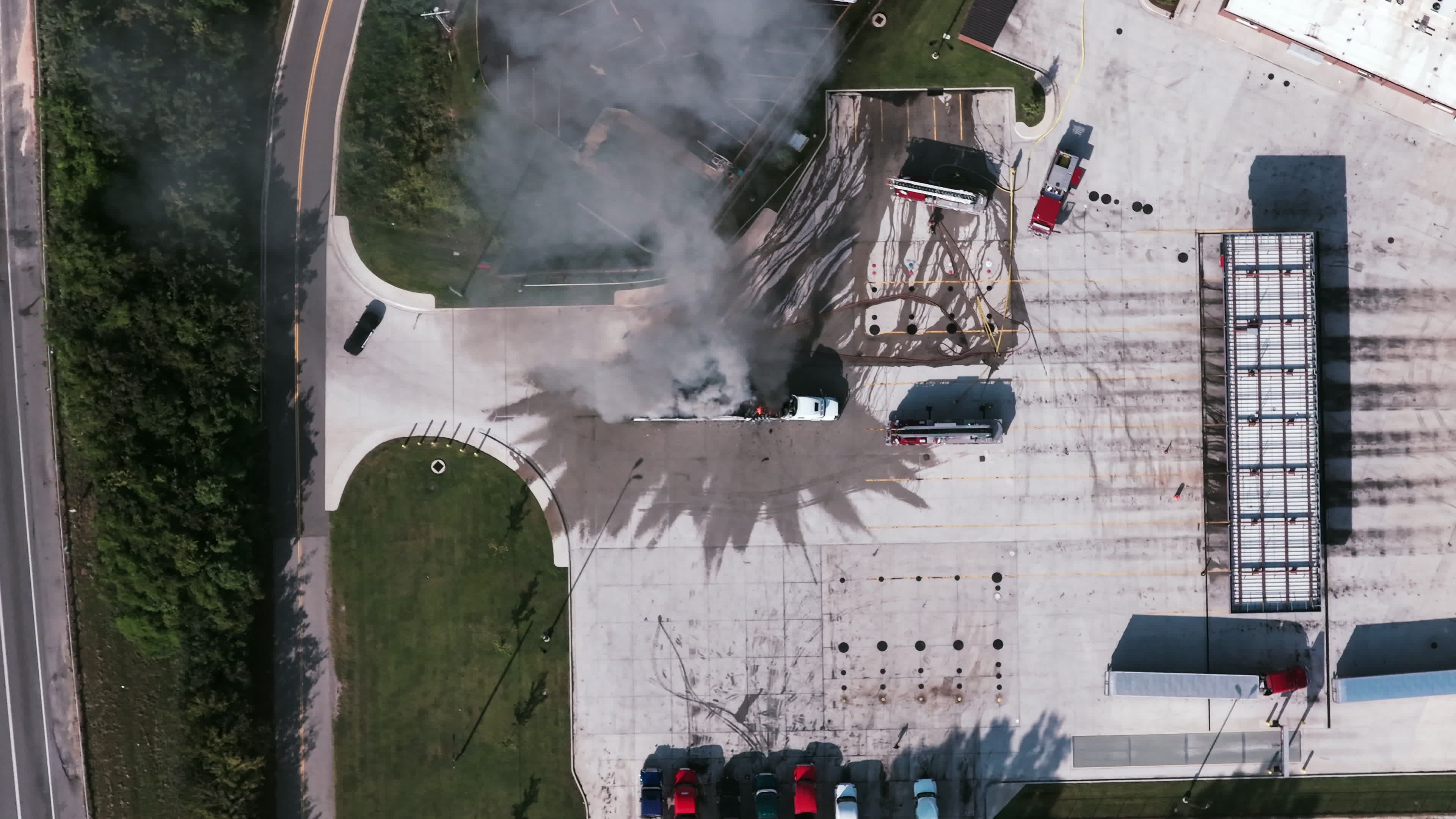 Aerial View of Fire Station During Emergency Free Stock Video Footage ...