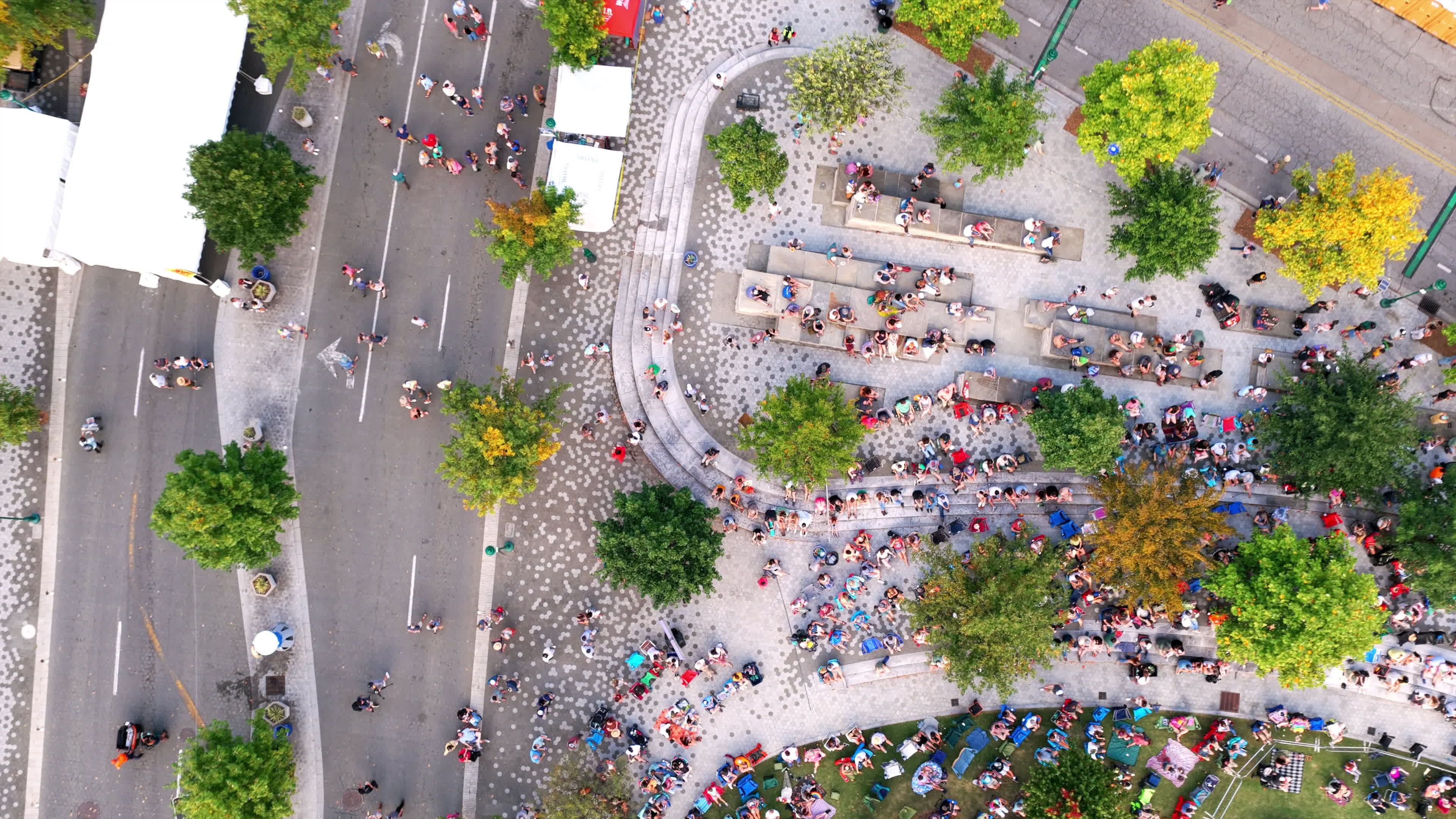 Aerial View of Downtown Festival Gathering Free Stock Video Footage ...