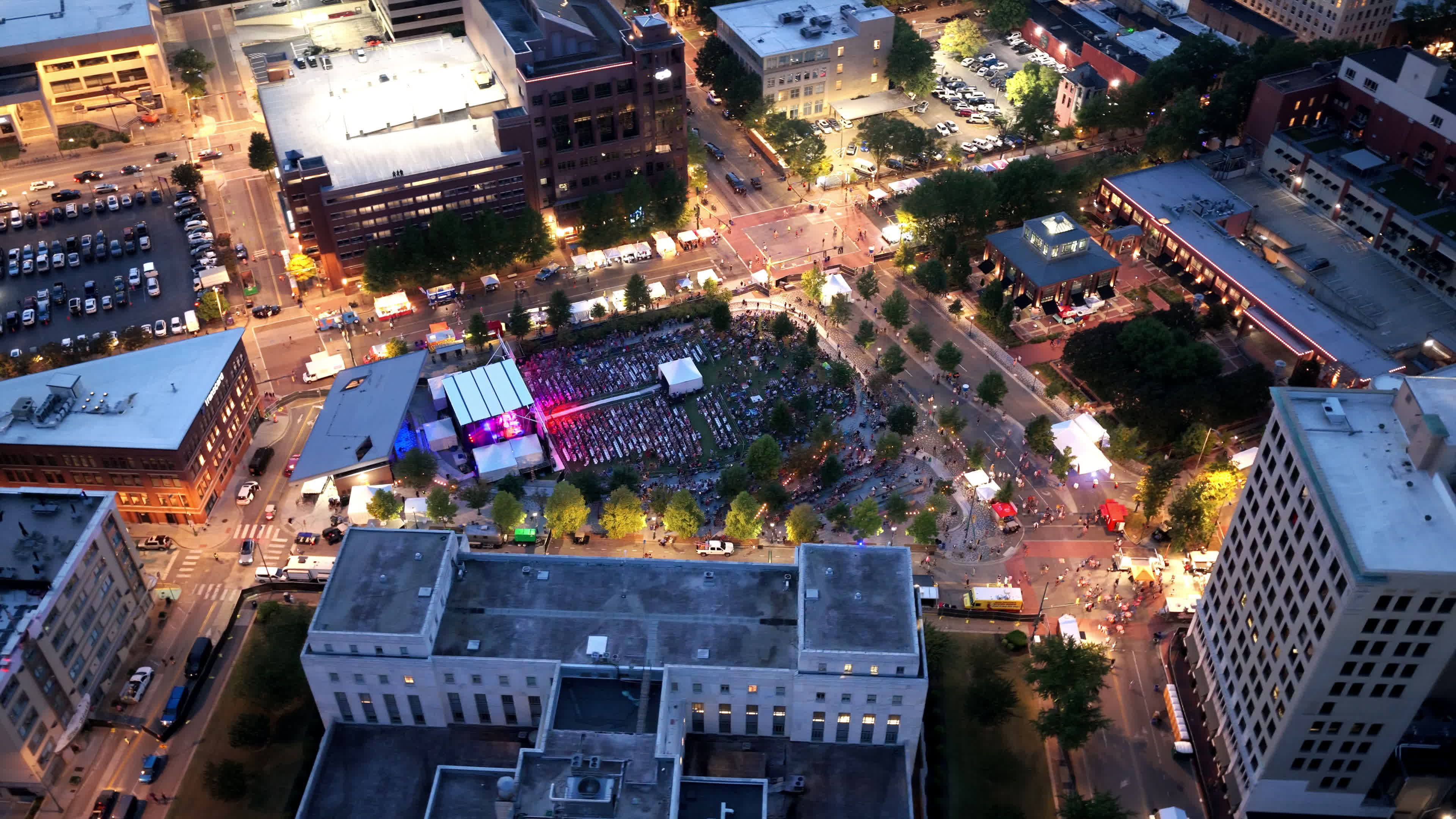 Aerial View of Downtown Concert at Night Free Stock Video Footage ...