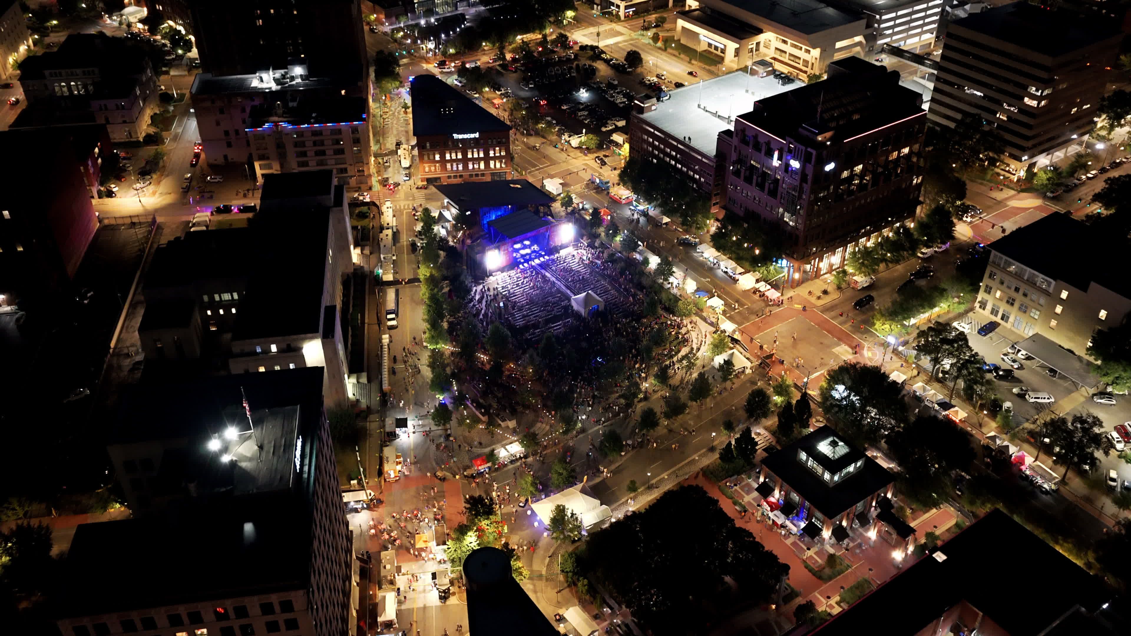 Aerial Night View of Downtown Concert Free Stock Video Footage, Royalty ...