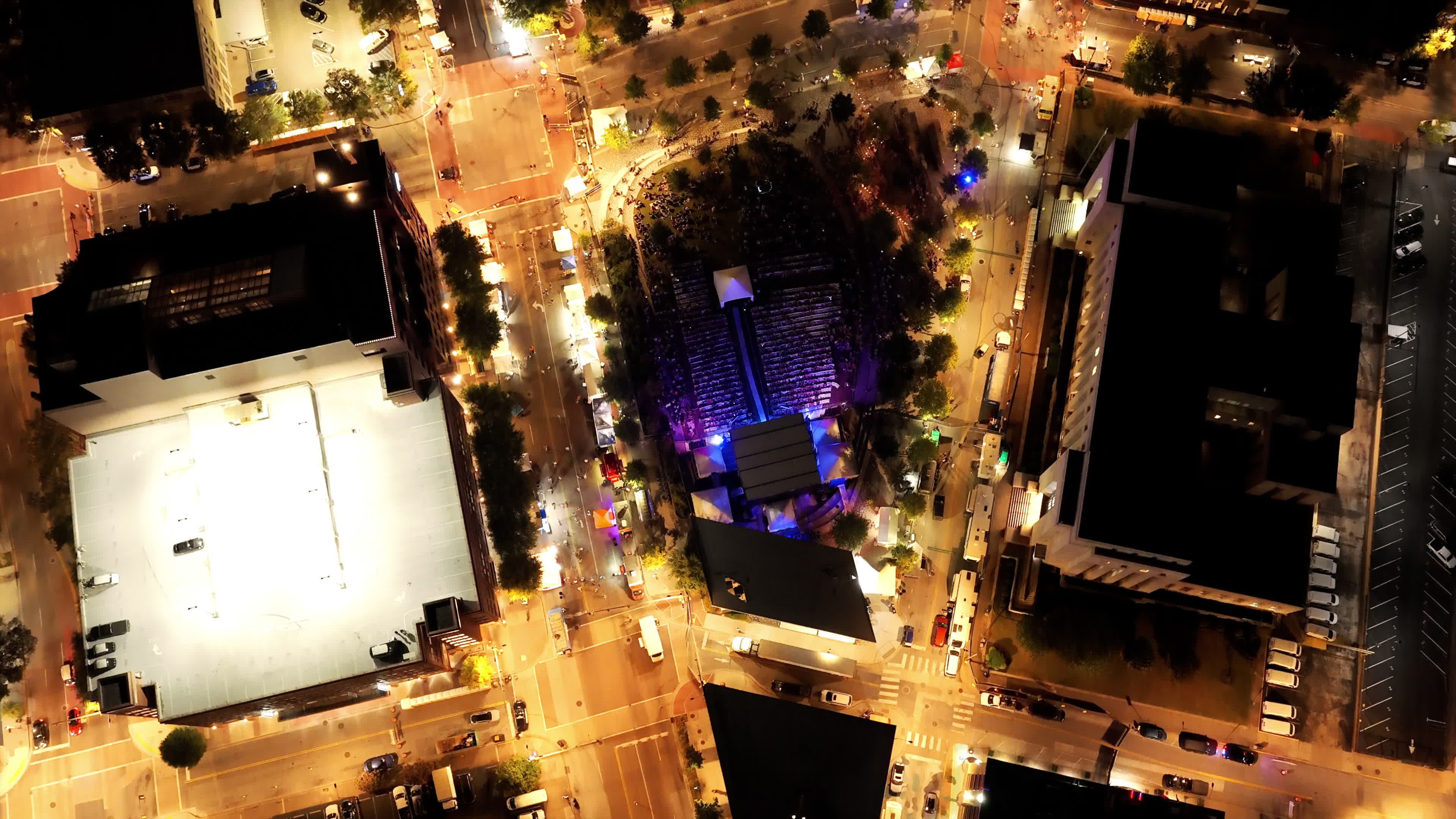 Aerial Night View of Downtown Concert Event Free Stock Video Footage ...