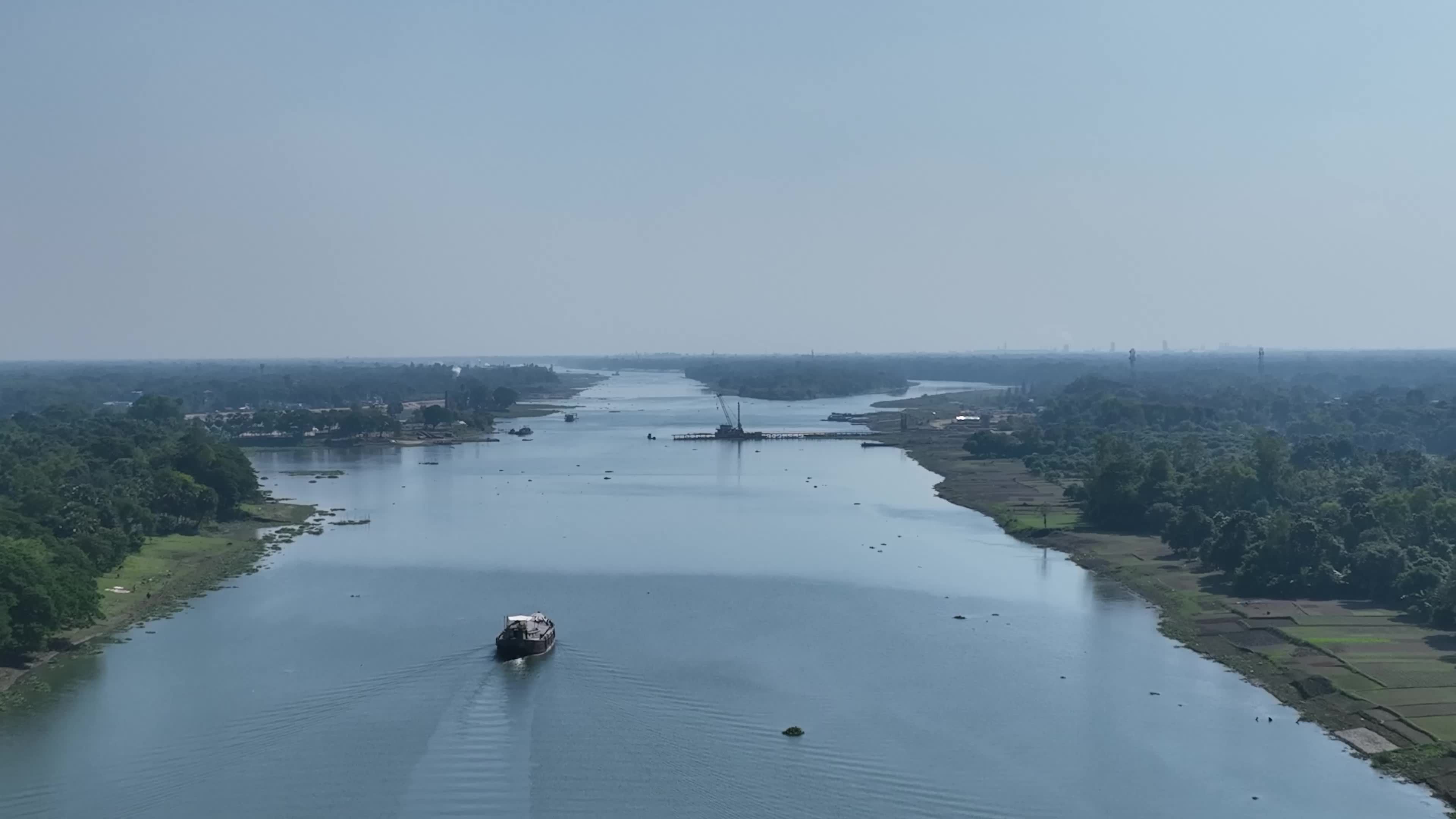 Scenic Aerial View of Gazipur River Journey Free Stock Video Footage ...