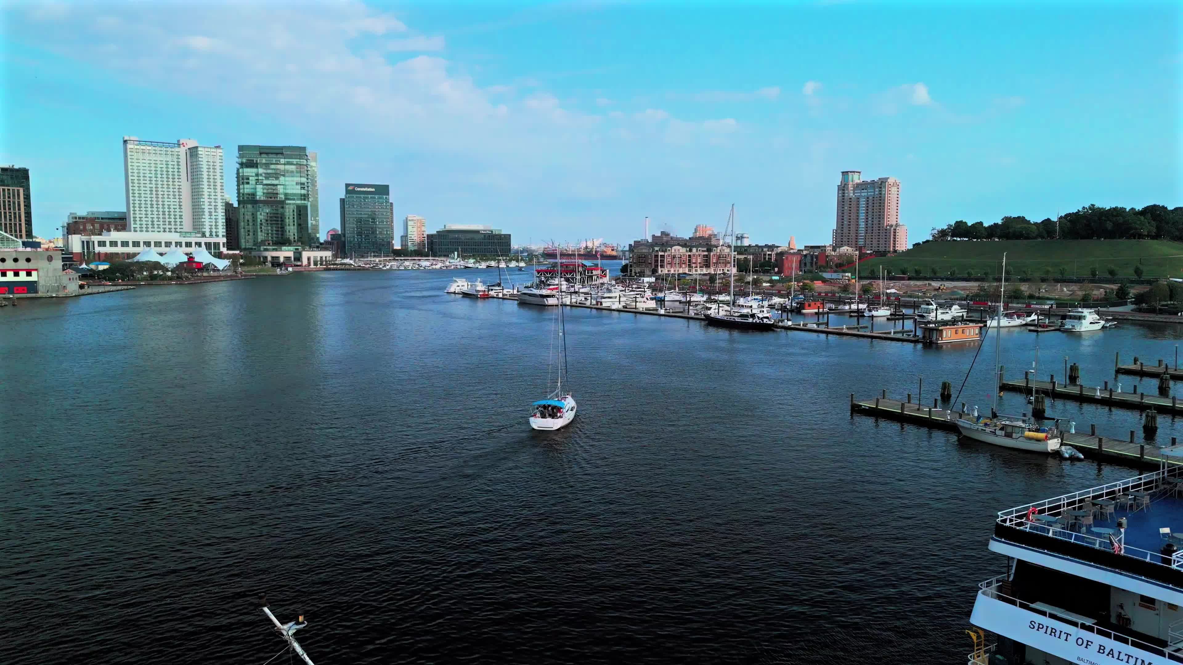 Aerial View of Baltimore's Inner Harbor Free Stock Video Footage ...