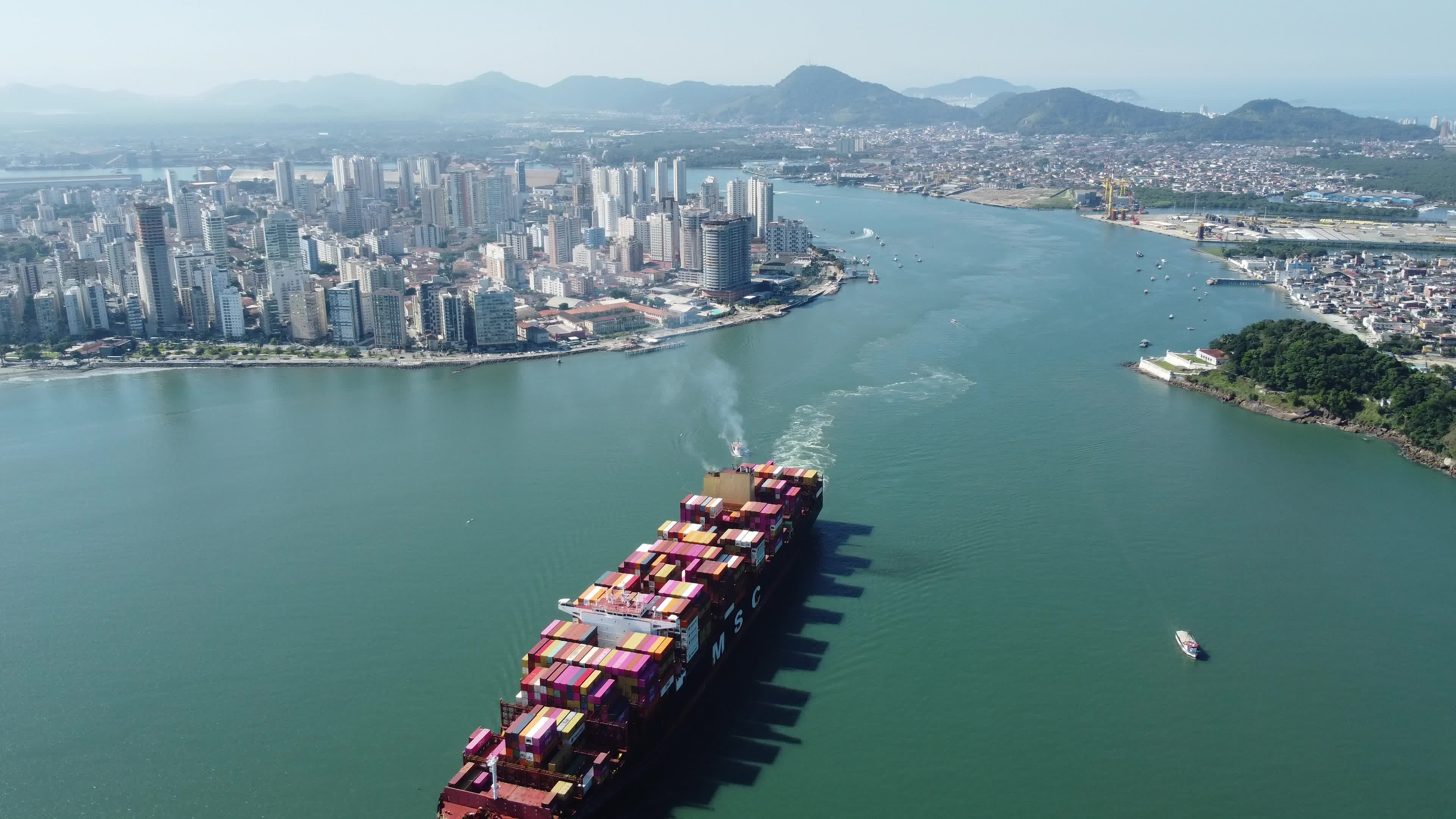 Aerial View of Cargo Ship in Brazilian Port Free Stock Video Footage ...