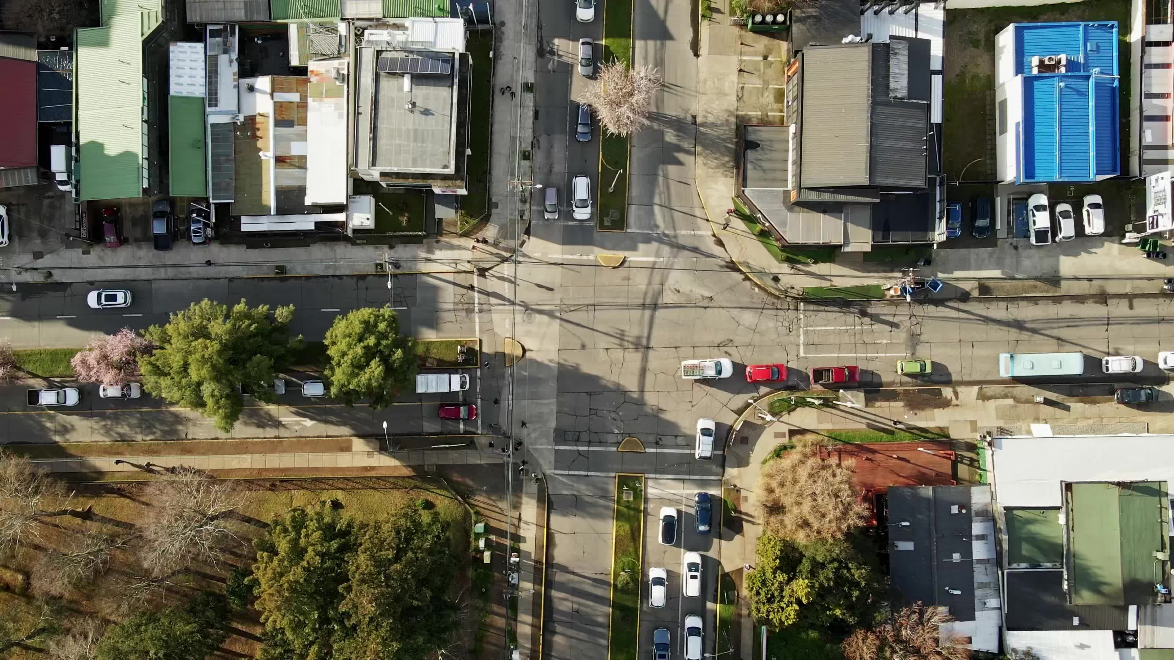 Aerial View of City Intersection with Traffic Free Stock Video Footage ...