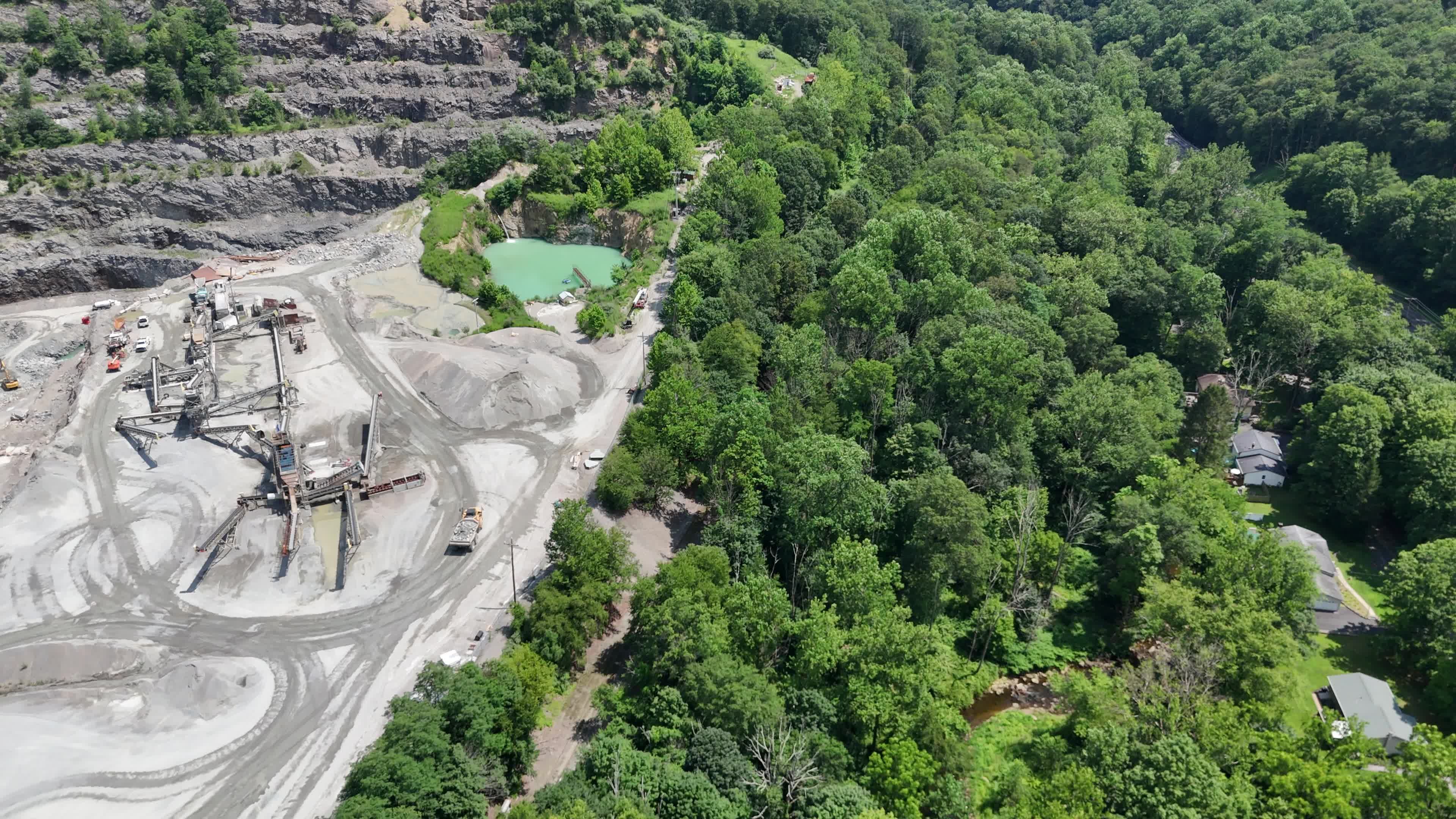 Aerial View of Quarry and Forest Landscape Free Stock Video Footage ...