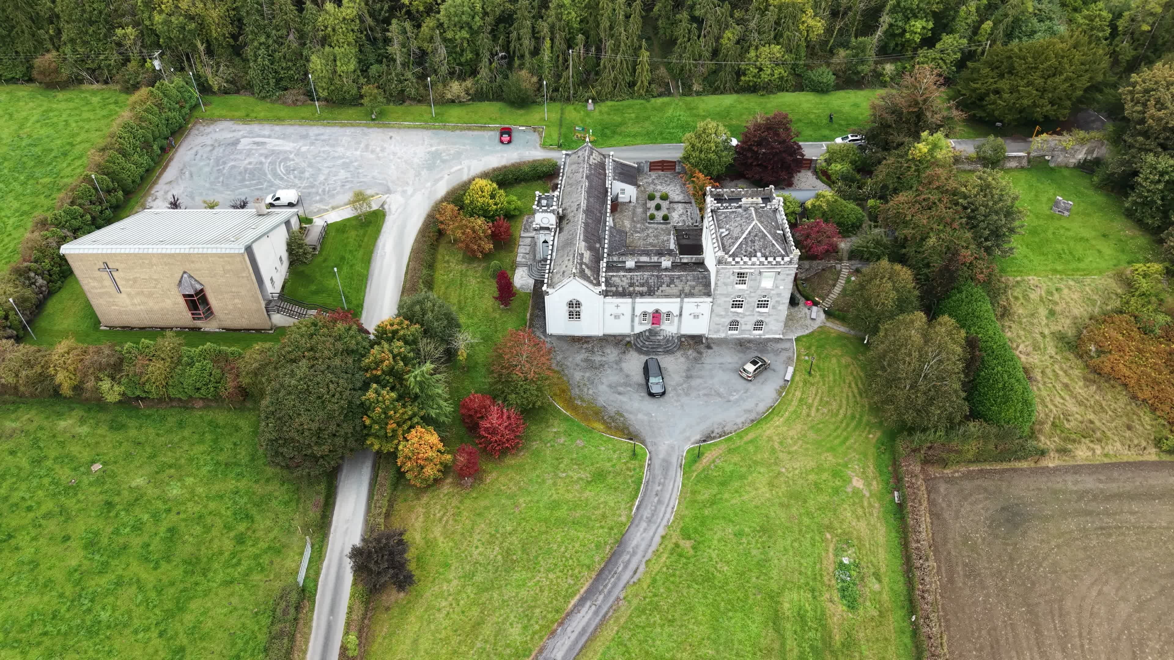 Aerial View of Historic Castle in Lush Countryside Free Stock Video ...