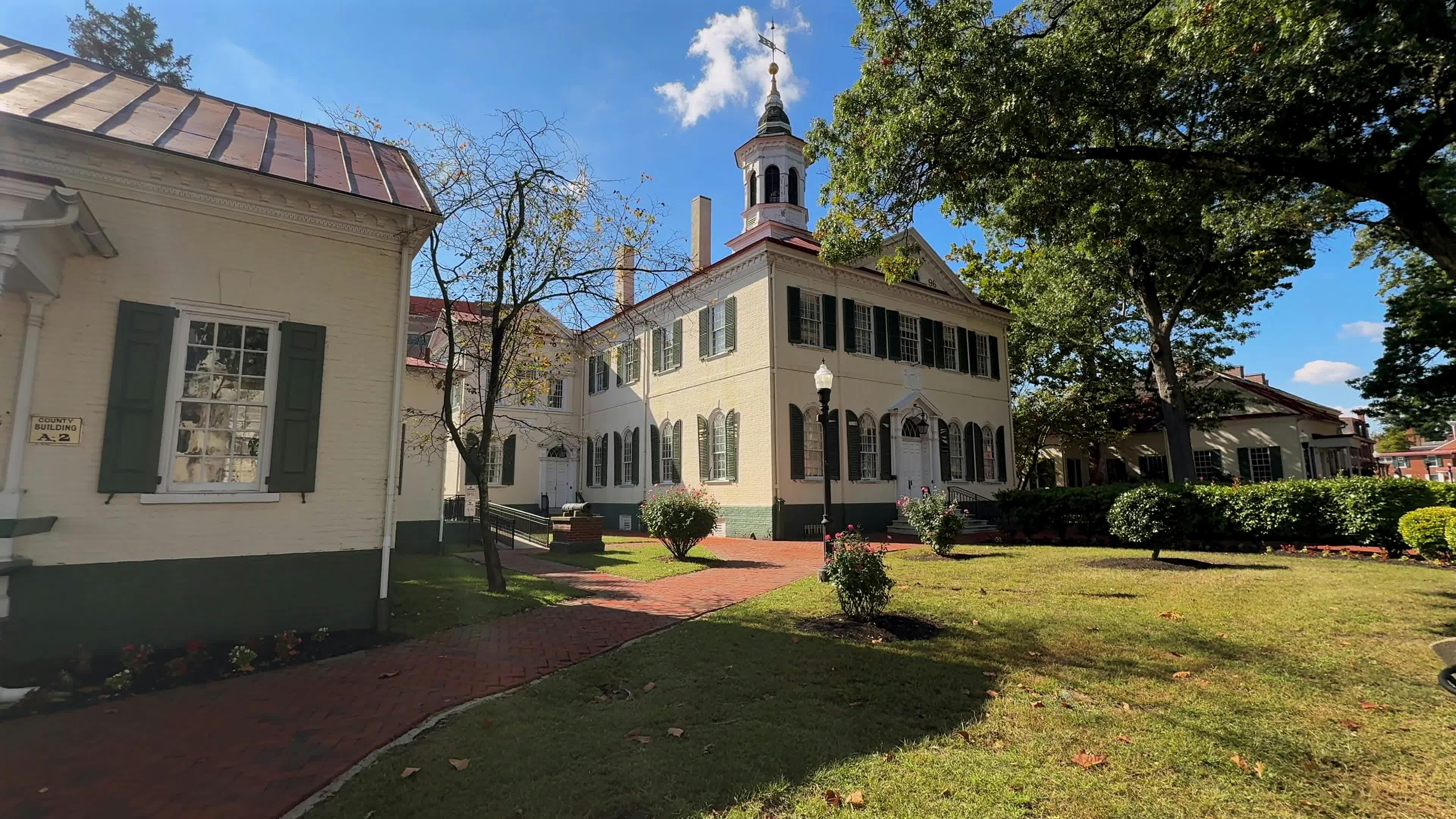 Historic Colonial Era Building with Yard Free Stock Video Footage ...