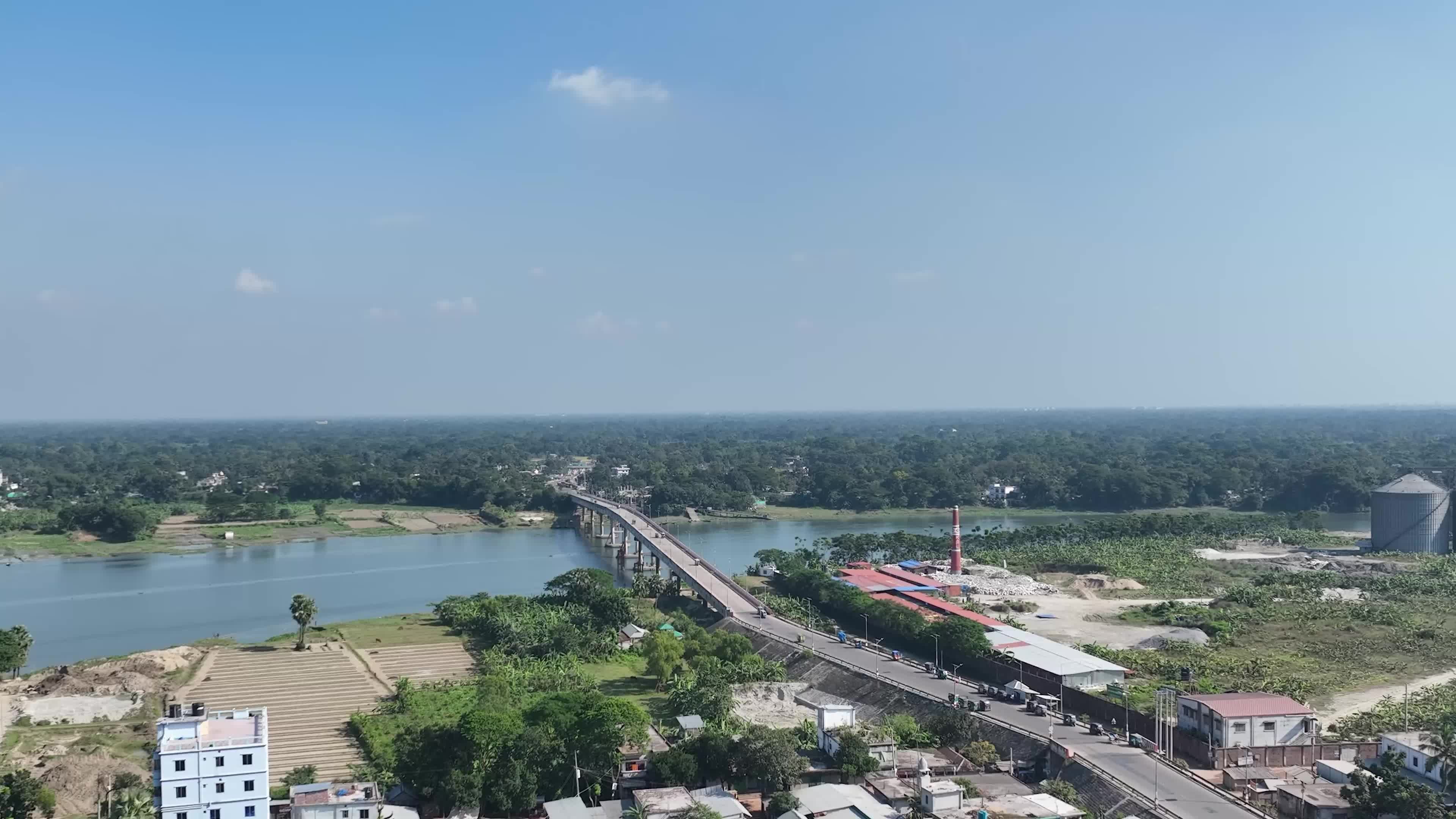 Scenic Aerial View of Bangladeshi Village Bridge Free Stock Video ...