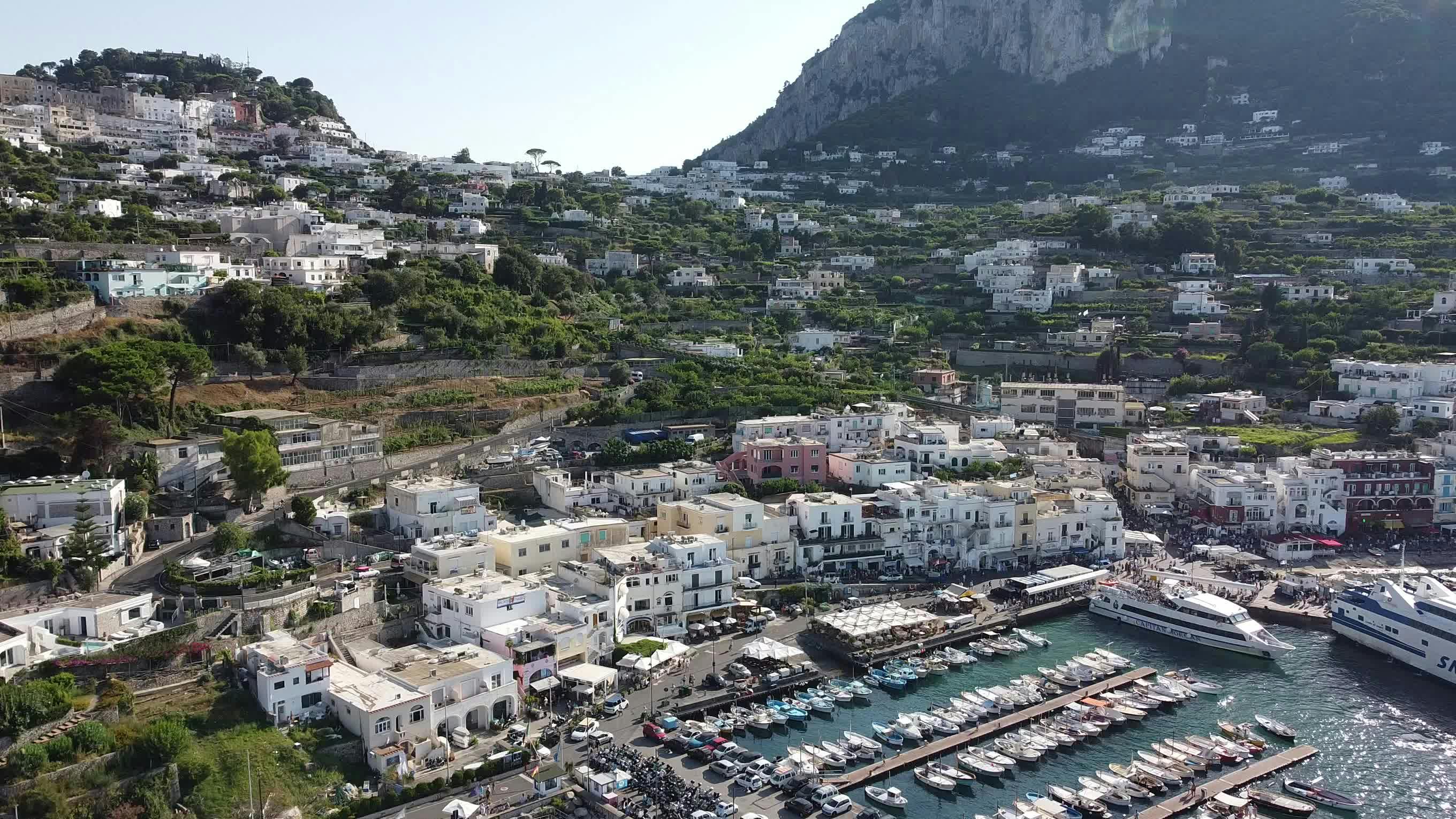 Aerial View of Scenic Capri Island Harbor Free Stock Video Footage ...