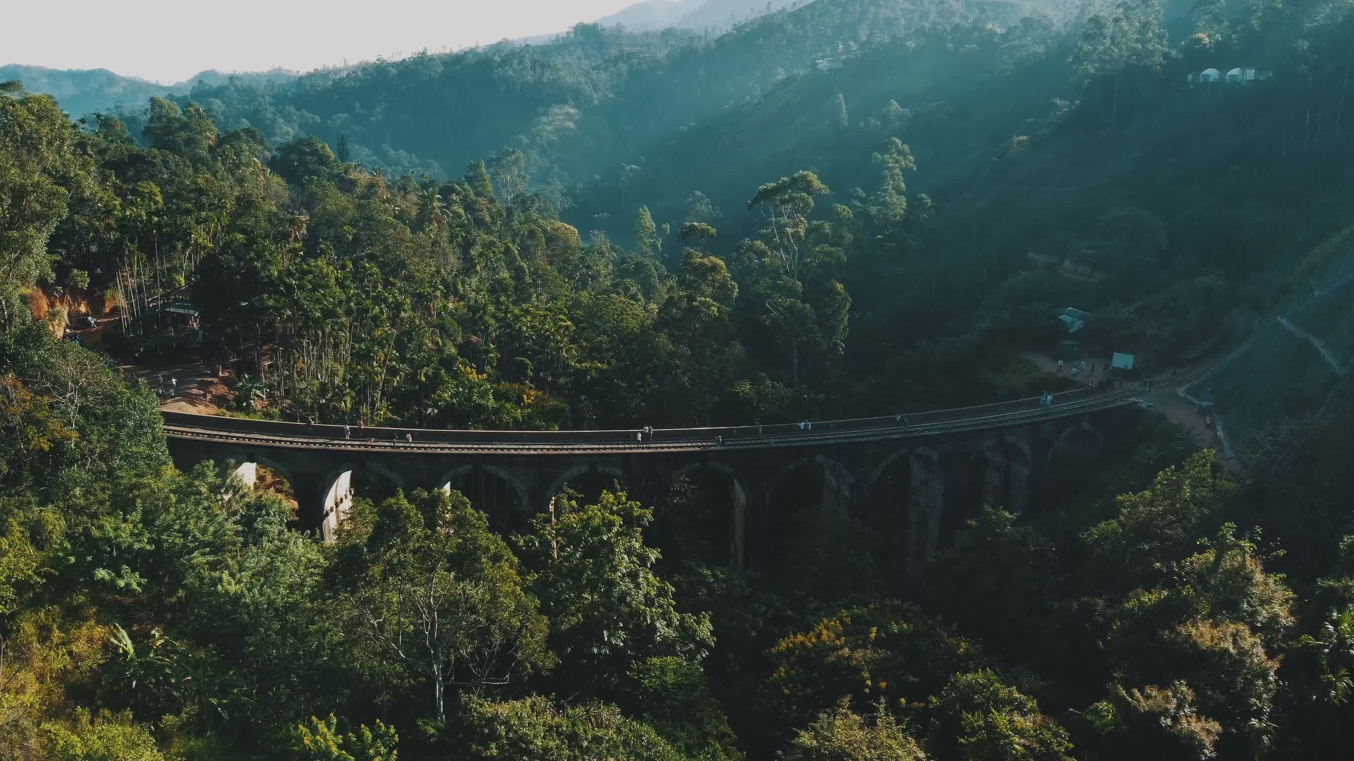 Aerial View of Nine Arches Bridge in Ella Free Stock Video Footage ...