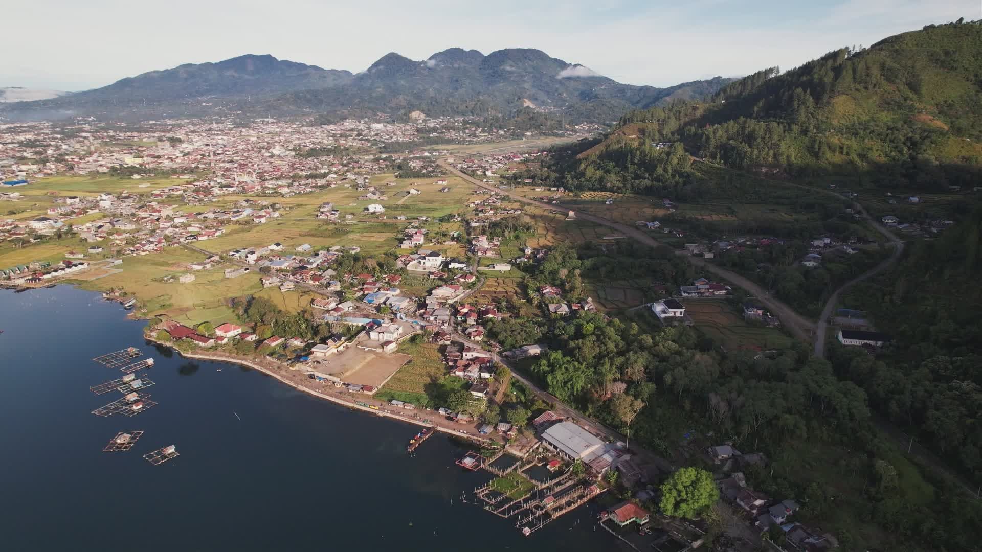 Aerial View of Lut Tawar Lake and Mendale Bay, Indonesia Free Stock ...
