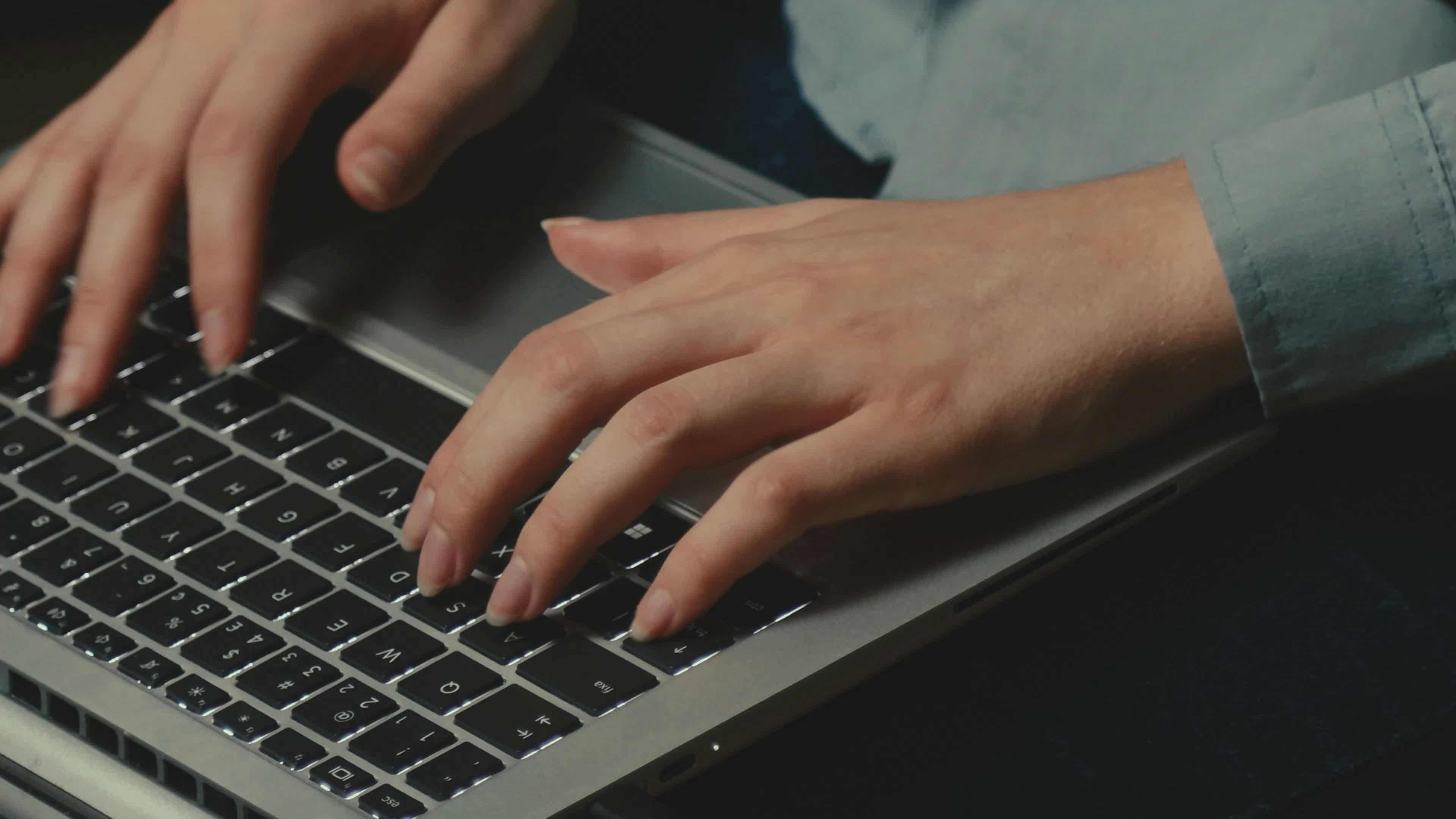 Close-Up of Hands Typing on Laptop Keyboard Free Stock Video Footage ...