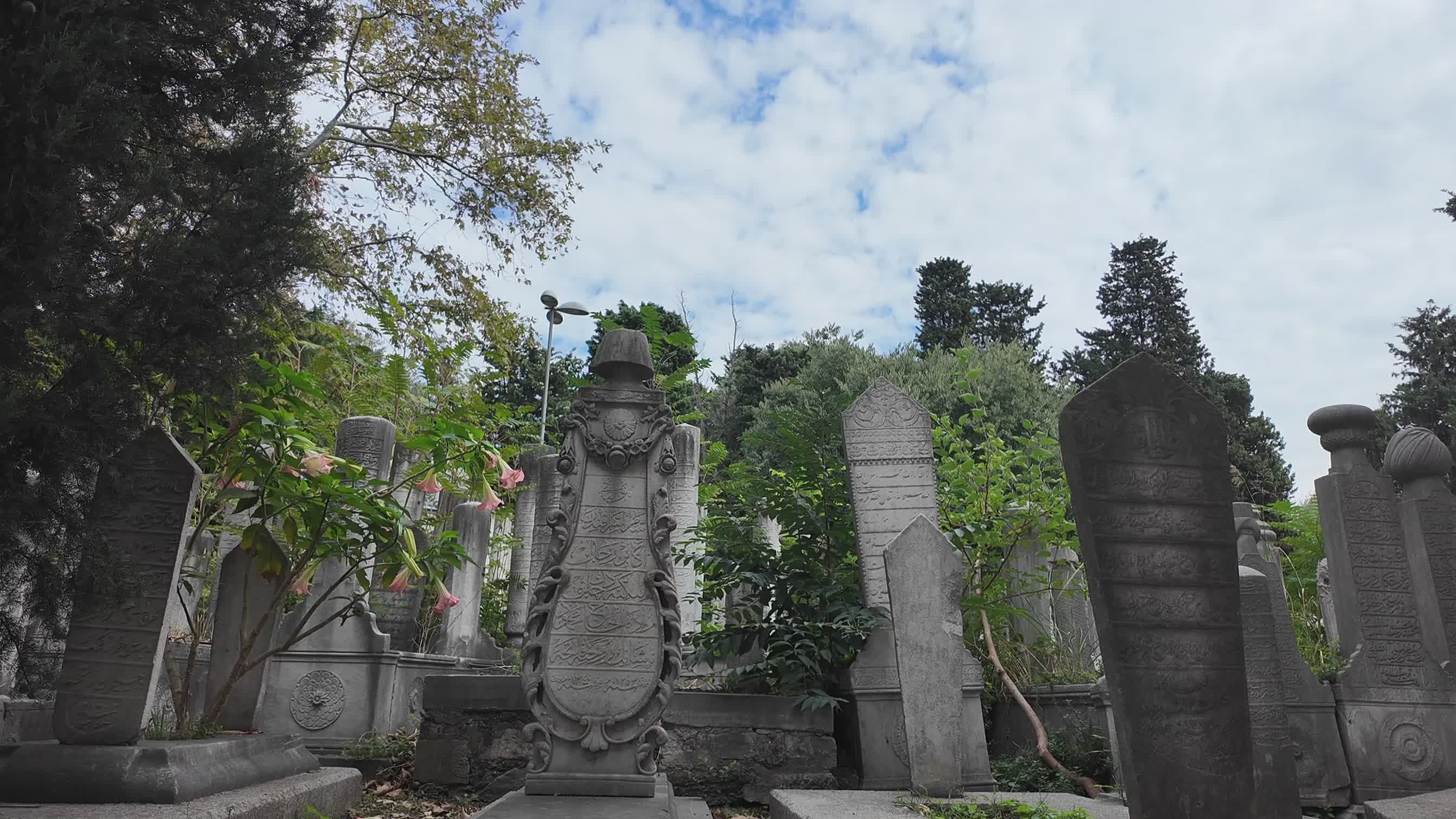 Historic Cemetery Tombstones Under Cloudy Sky Free Stock Video Footage ...