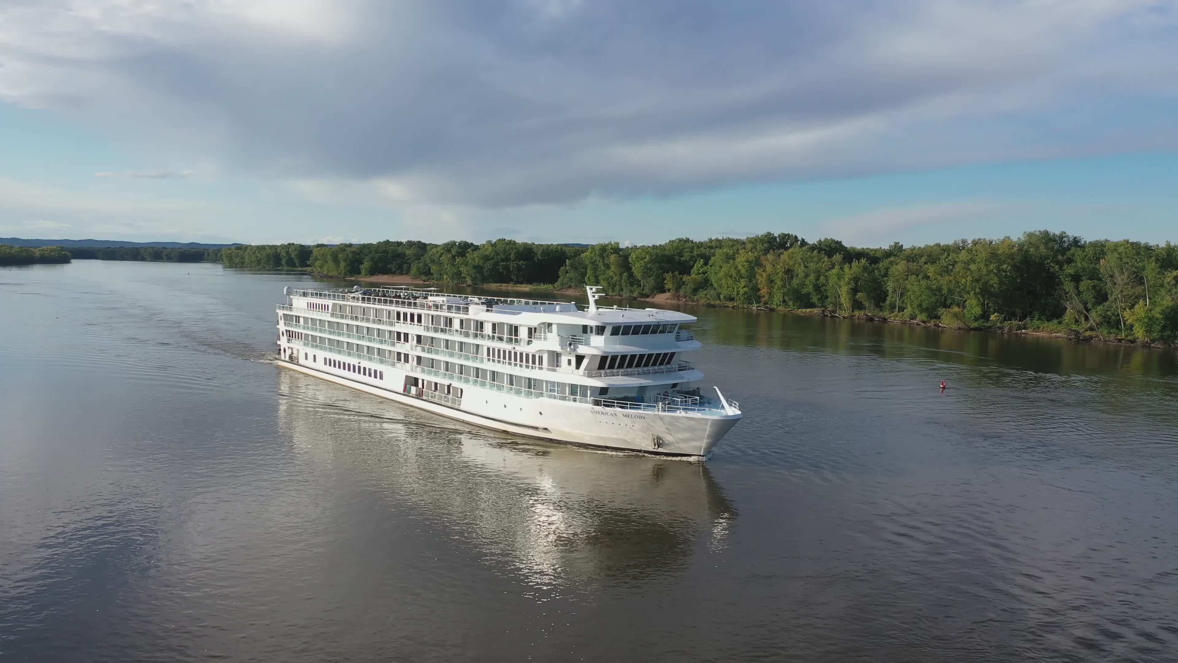 River Cruise Ship on Scenic Waterway Free Stock Video Footage, Royalty ...