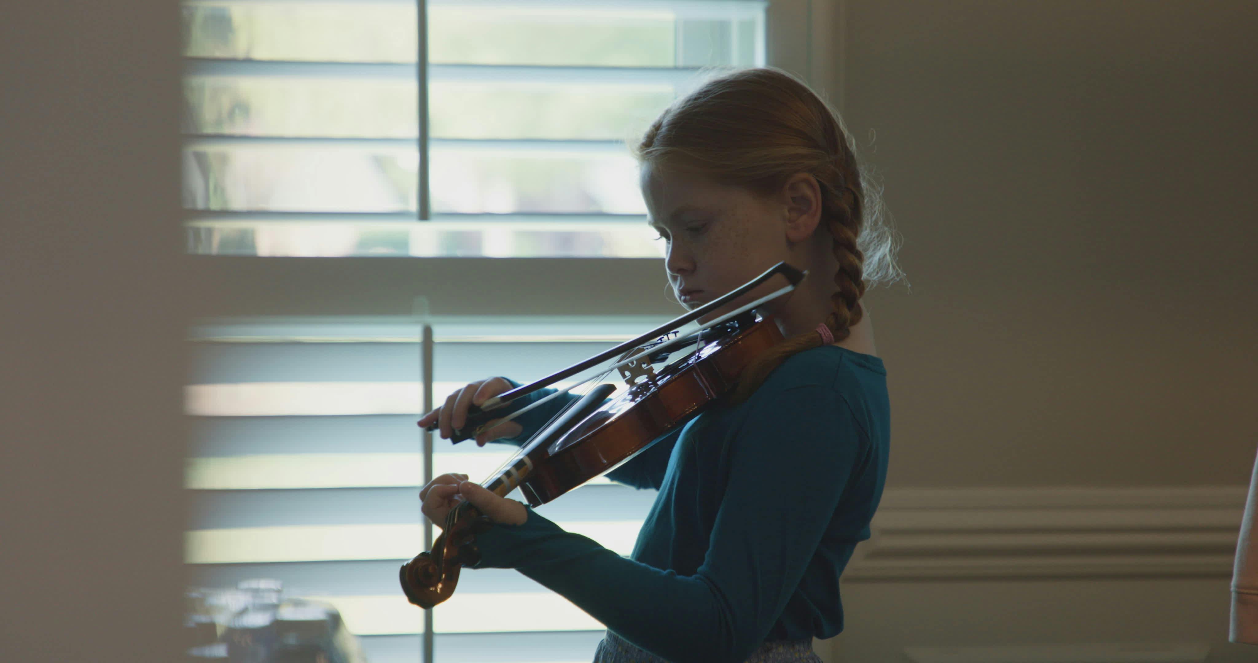 Young Girl Practicing Violin at Home Free Stock Video Footage, Royalty ...
