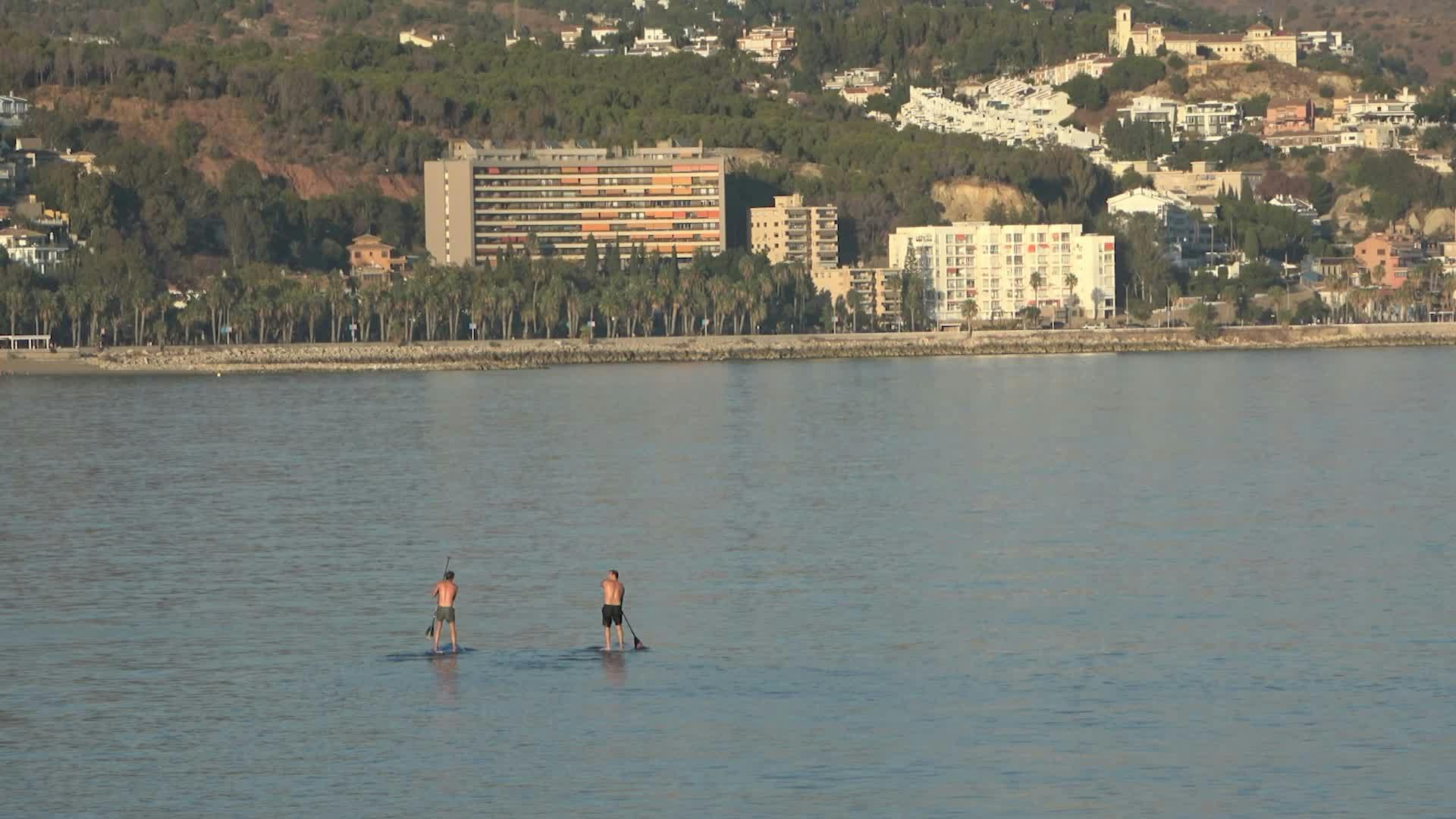 Serene Paddling Near Malaga Waterfront Free Stock Video Footage ...
