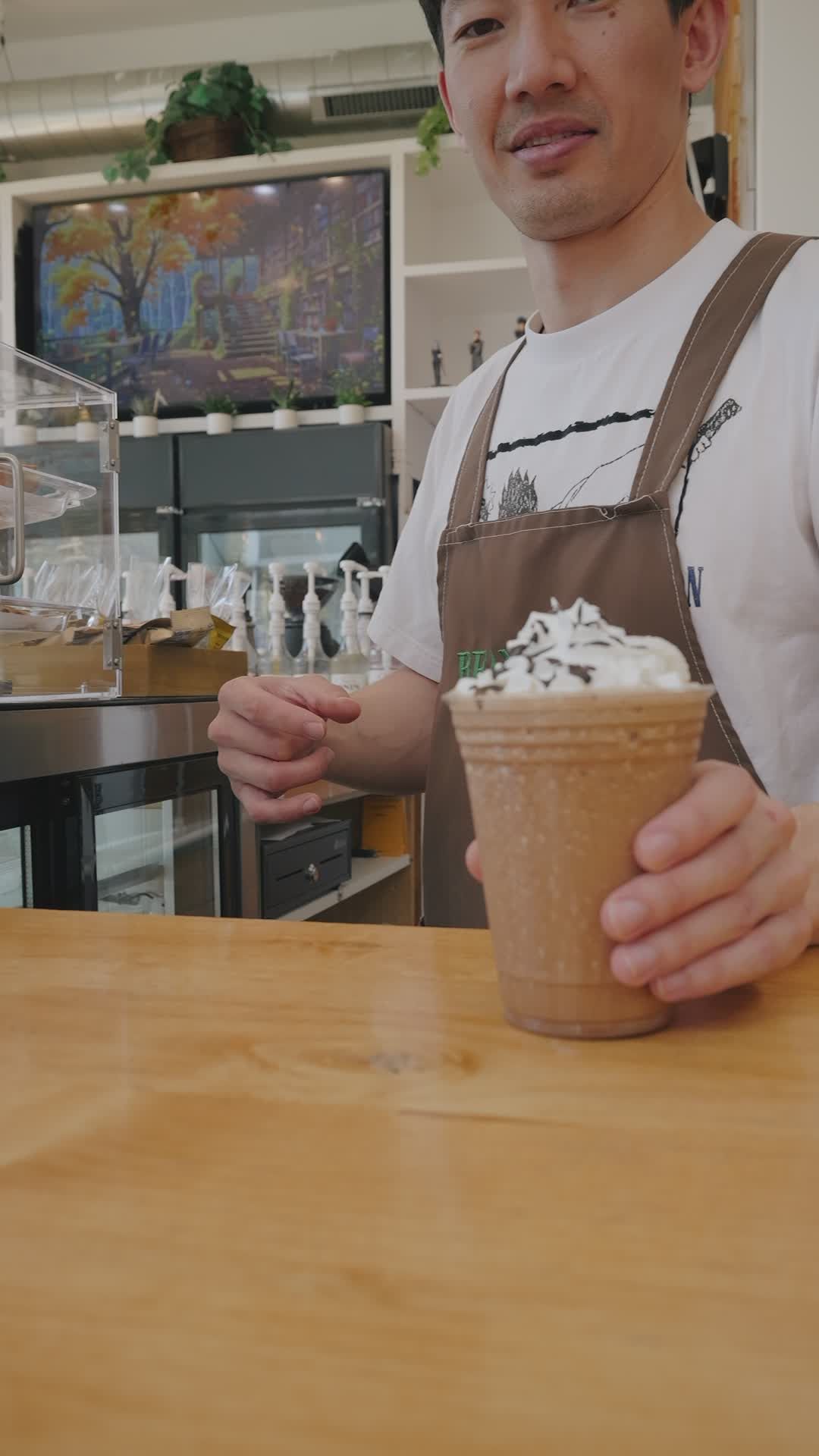 Barista Serving Iced Coffee at Modern Café Free Stock Video Footage ...
