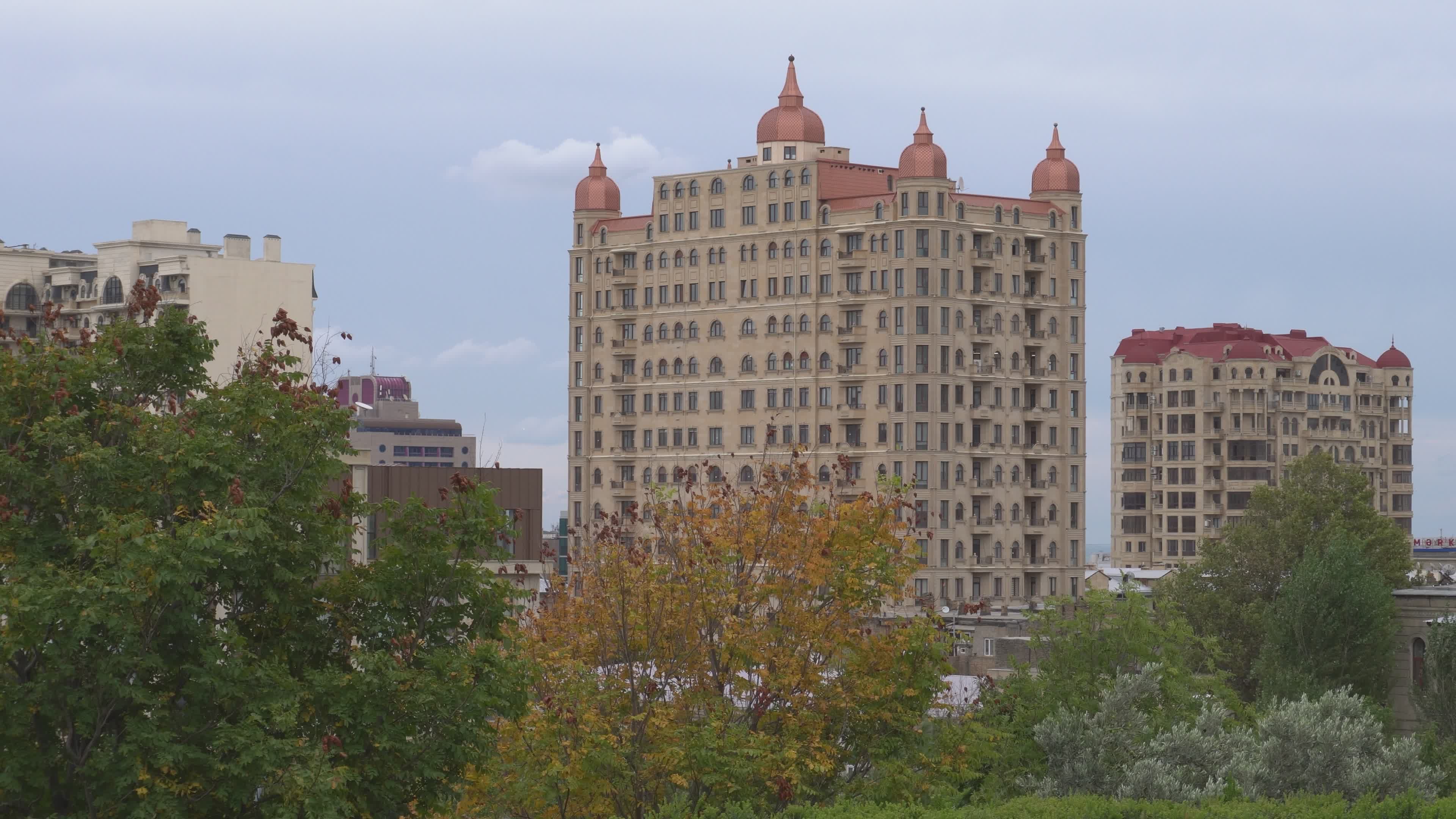 Elegant Urban Building Amidst Autumn Foliage Free Stock Video Footage ...