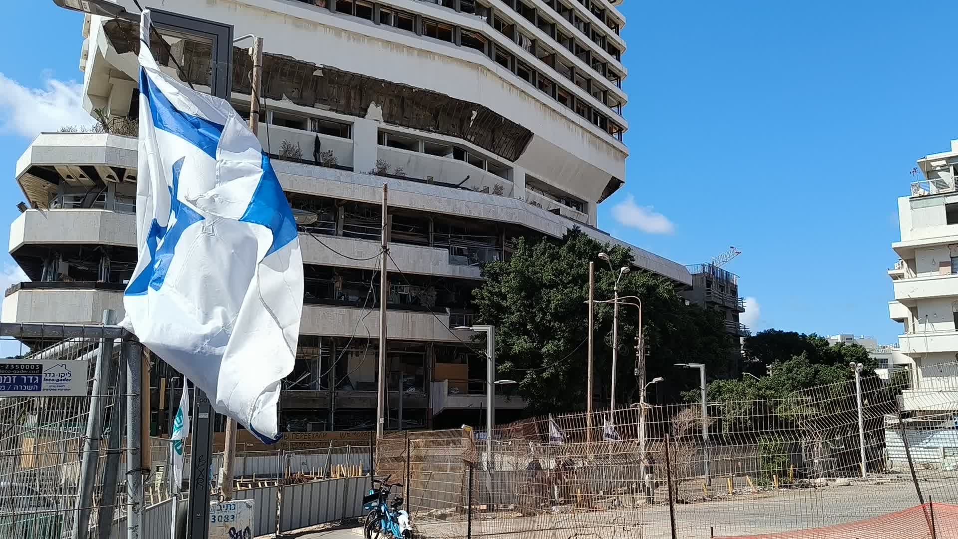 Israeli Flag Flying Near Modern Architecture Free Stock Video Footage ...