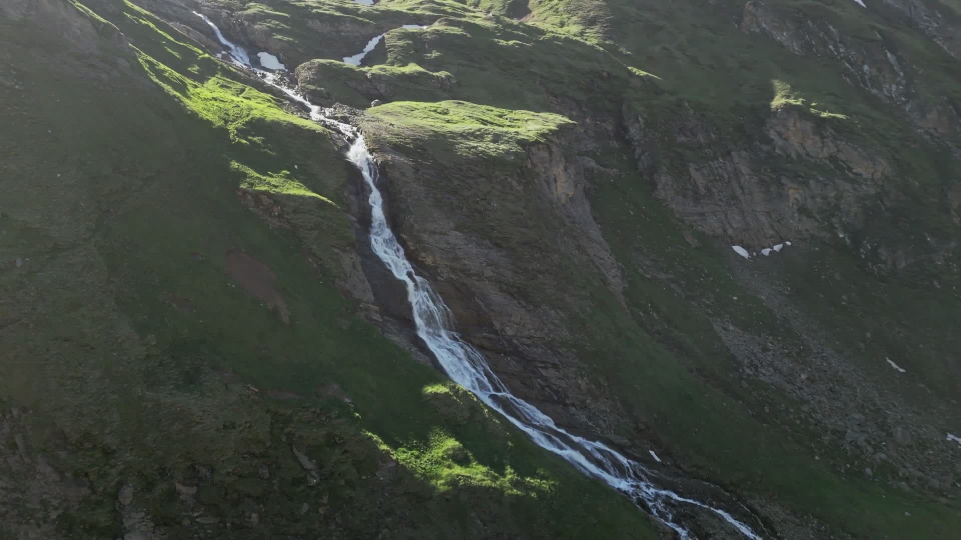 Majestic Alpine Waterfall in Lush Green Hills Free Stock Video Footage ...