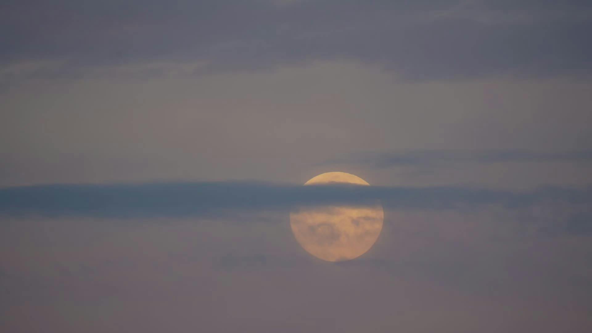 Serene Full Moon Partially Obscured by Cloud Free Stock Video Footage ...