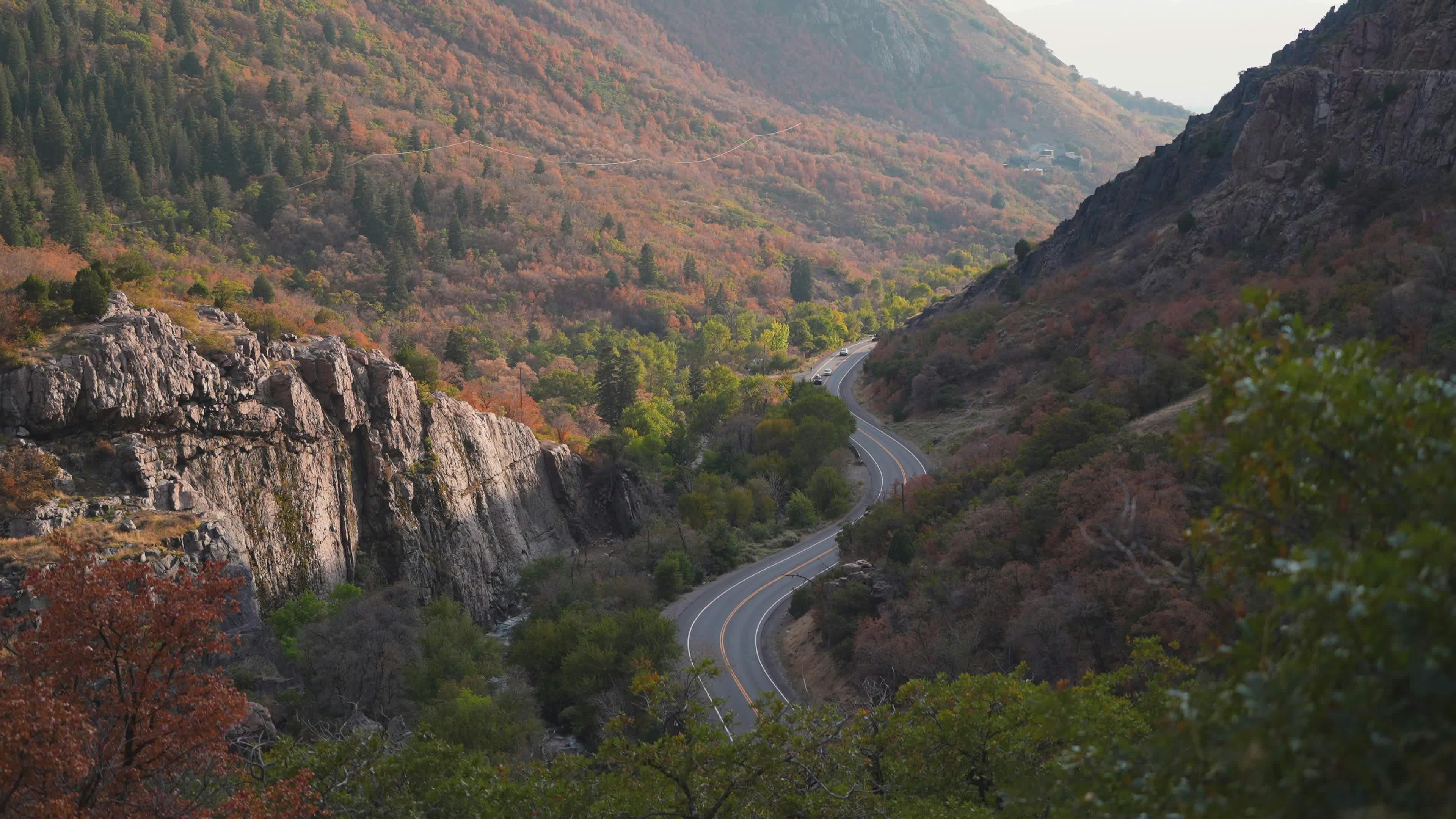 Scenic Autumn Drive Through Wasatch Mountains Free Stock Video Footage ...