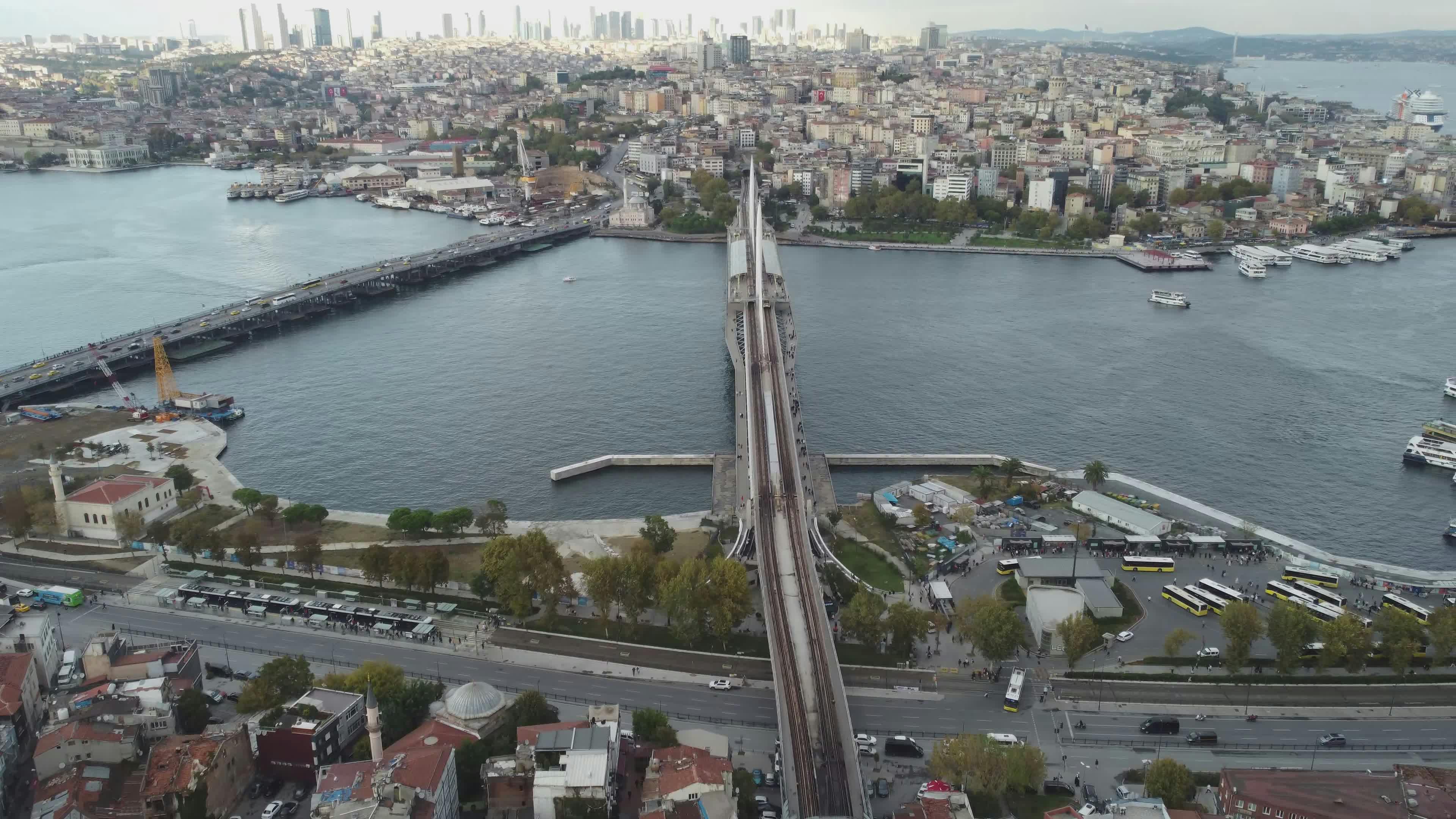 Aerial View of İstanbul's Haliç Bridge Free Stock Video Footage ...