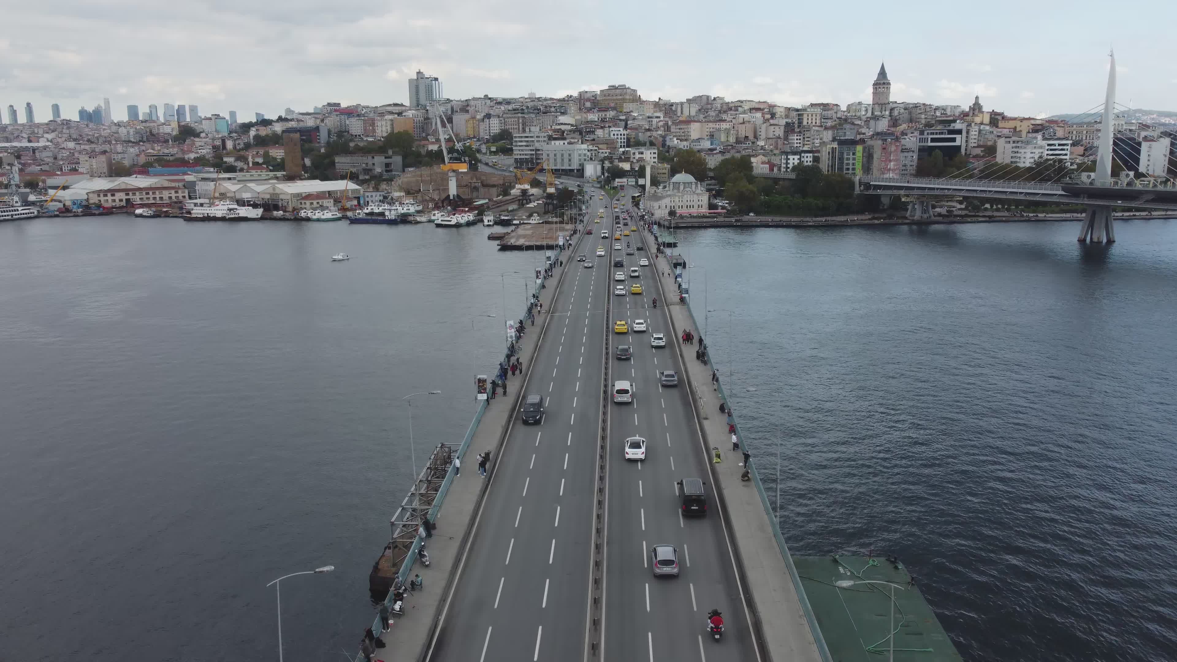 Stunning Aerial View of Istanbul's Haliç Bridge Free Stock Video ...