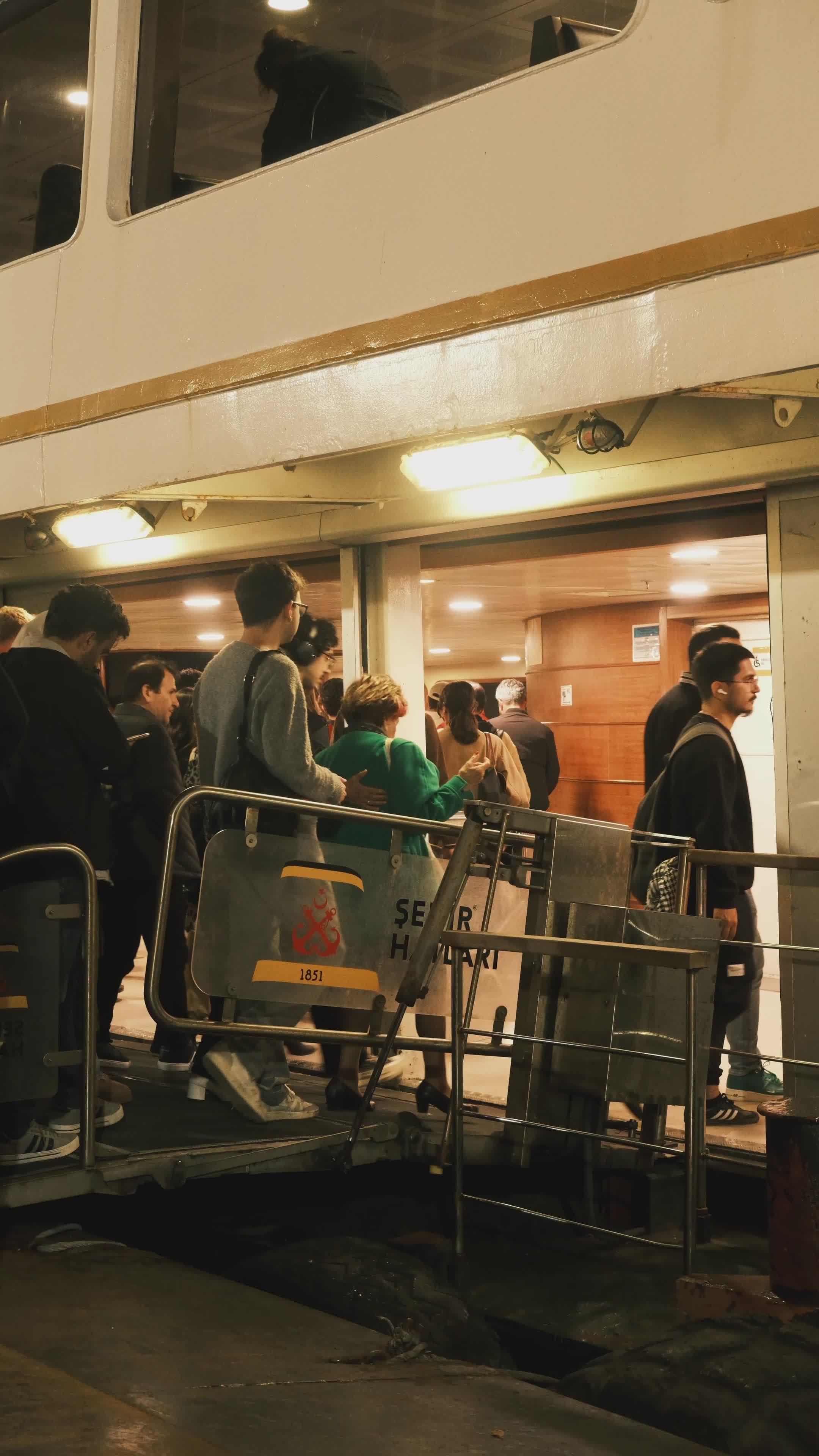 Nighttime Passengers Boarding Istanbul Ferry Free Stock Video Footage ...