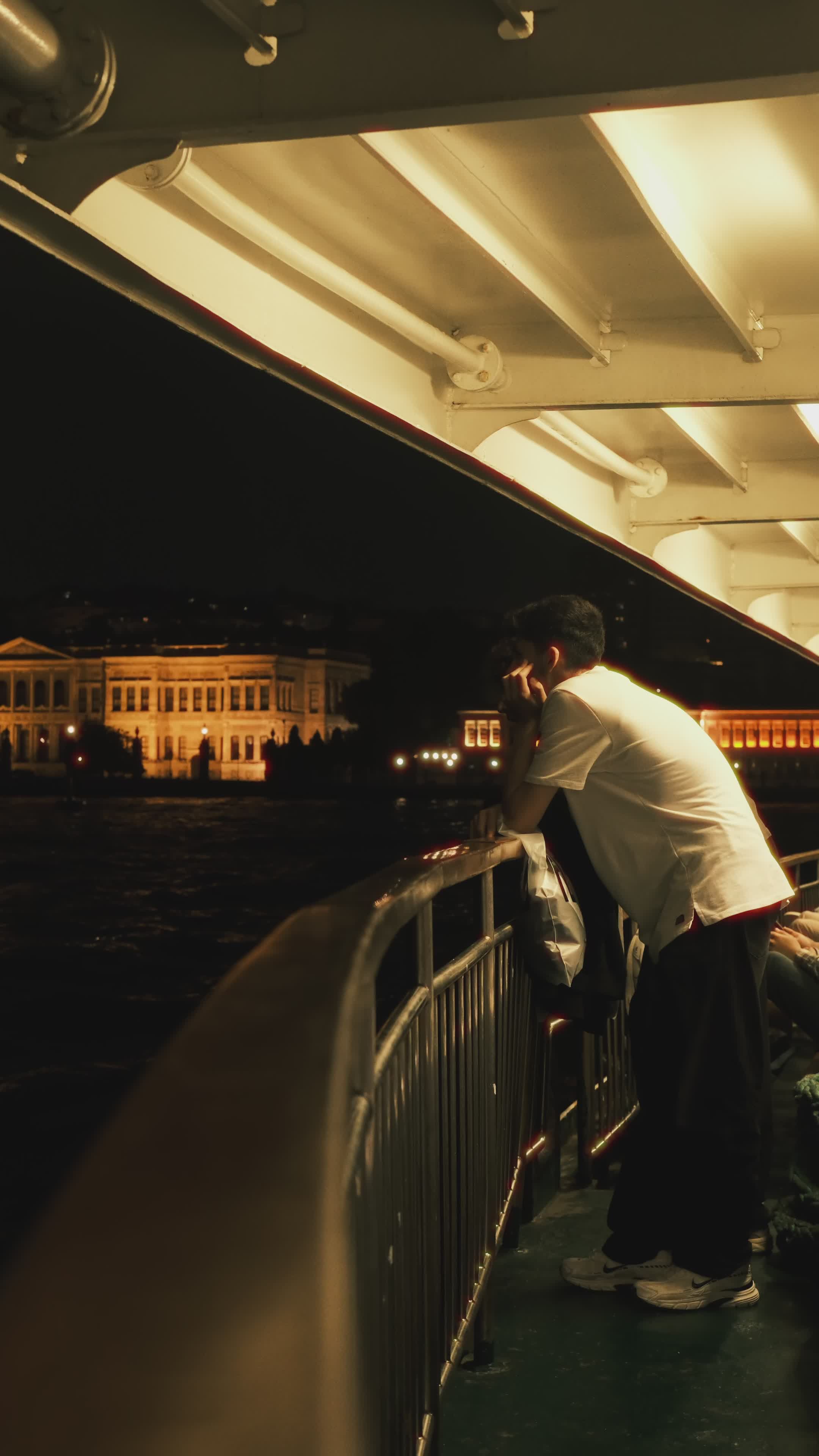 Night Ferry Ride with Scenic Istanbul View Free Stock Video Footage ...