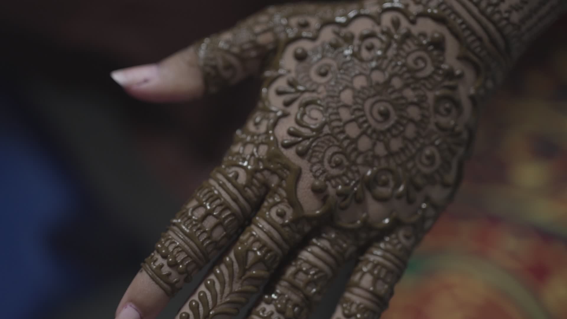 Detailed Henna Design on Hand Close-up Free Stock Video Footage ...