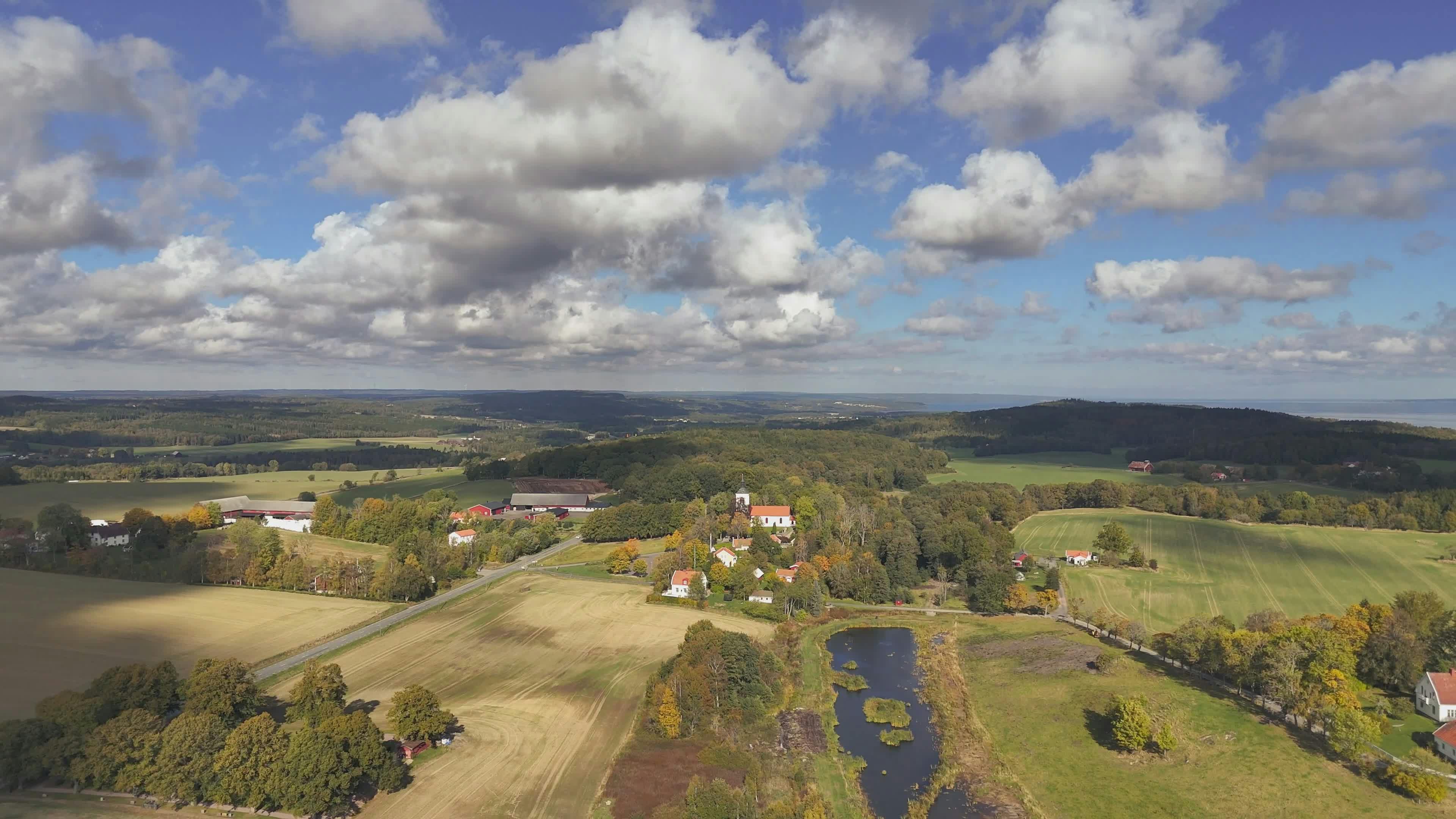 Aerial View of Scenic Swedish Countryside Free Stock Video Footage ...