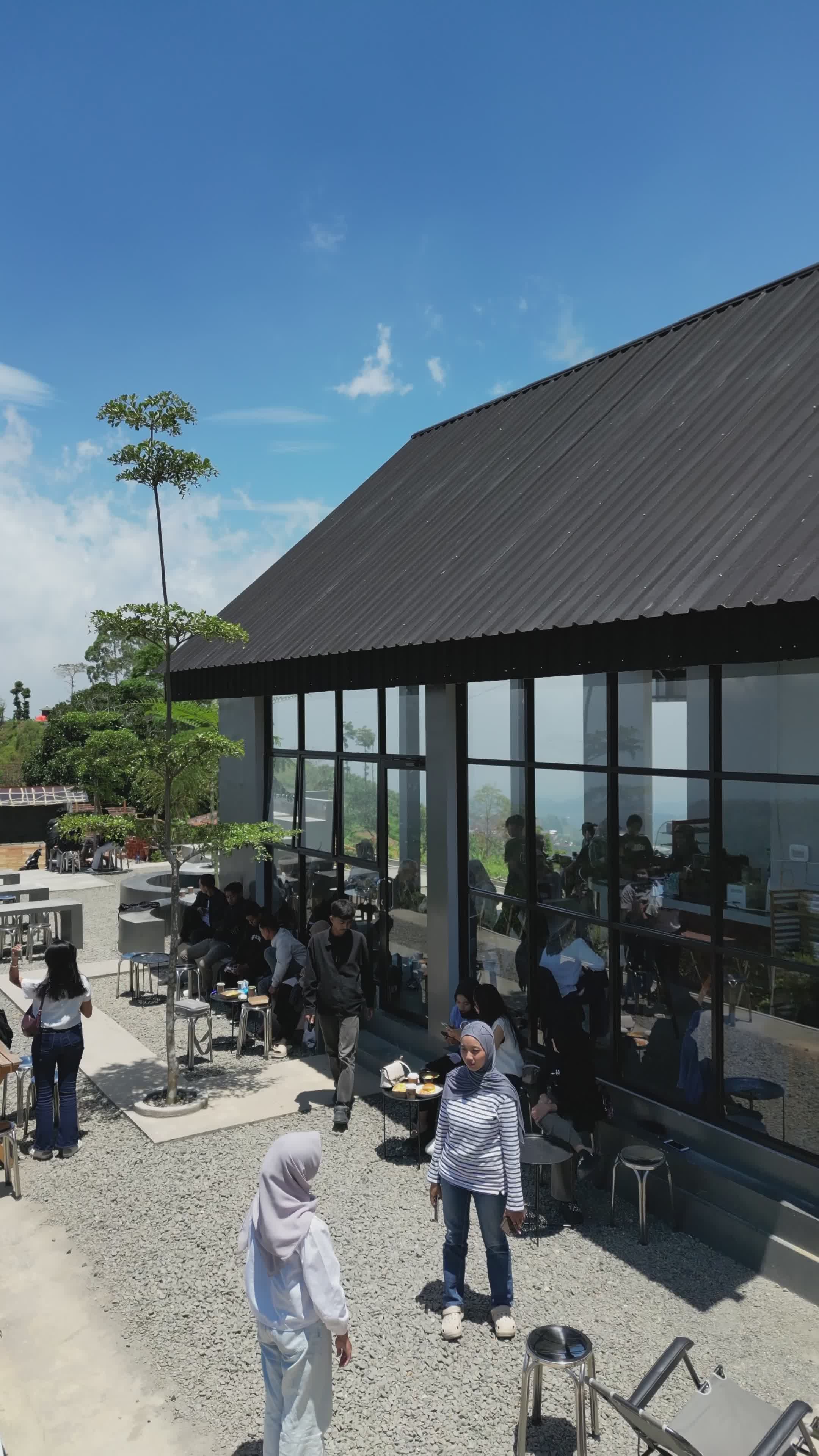 Aerial View of Scenic Cafeteria in Mountain Landscape Free Stock Video ...