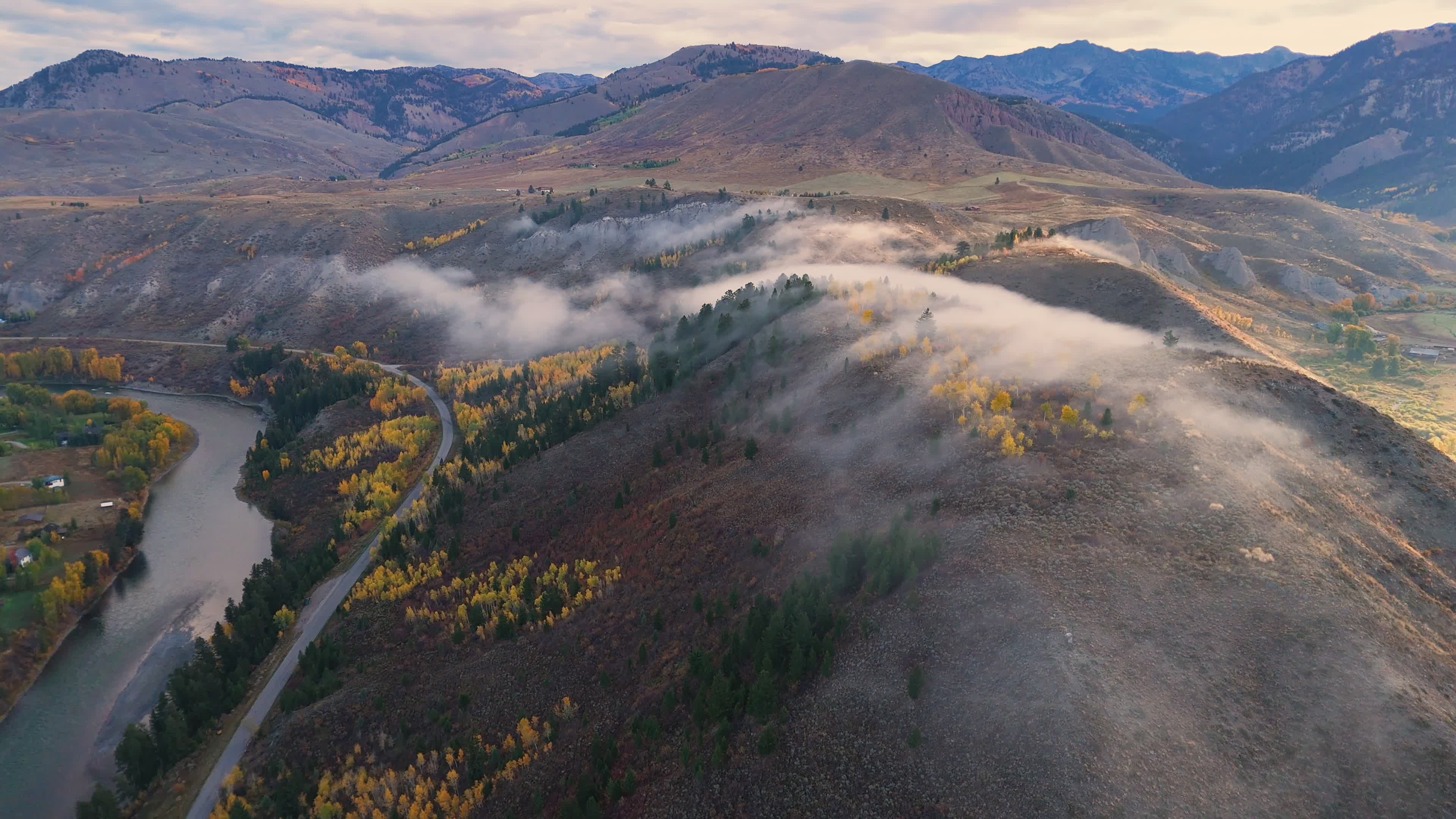 Aerial Autumn Landscape in Jackson Hole Free Stock Video Footage ...